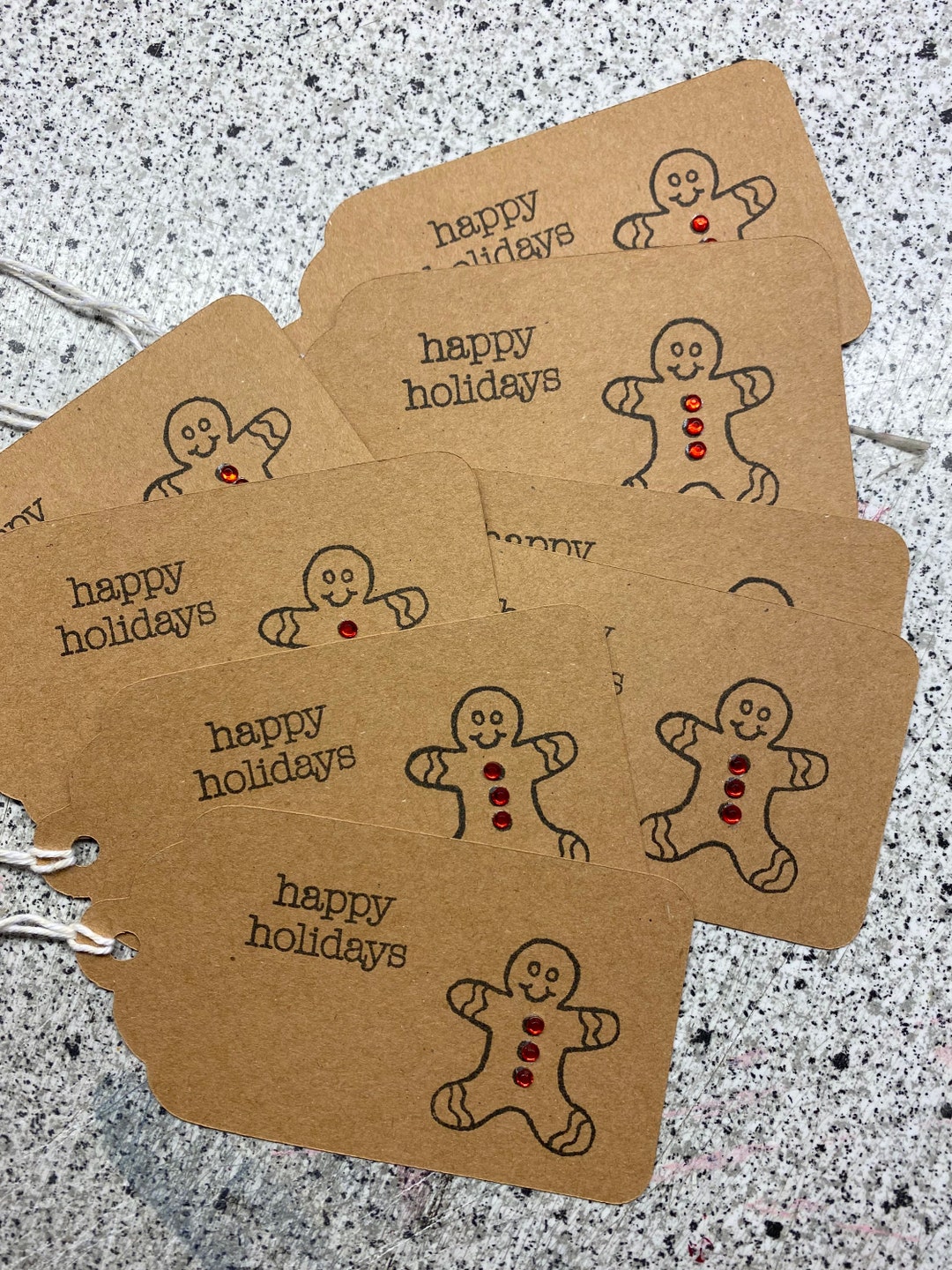Gingerbread Man Christmas Gift Tags Handmade, Set of 8 - Etsy