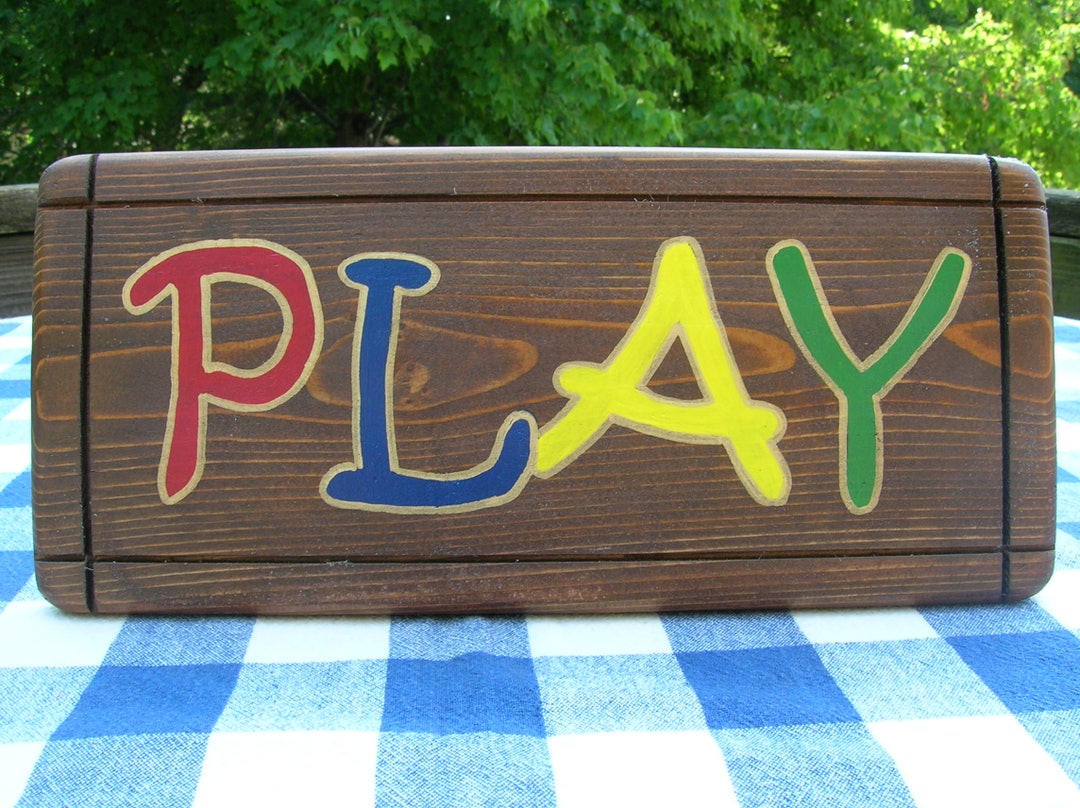 PLAY Wood Sign - Playroom, Child's Bedroom, Nursery, Classroom ...