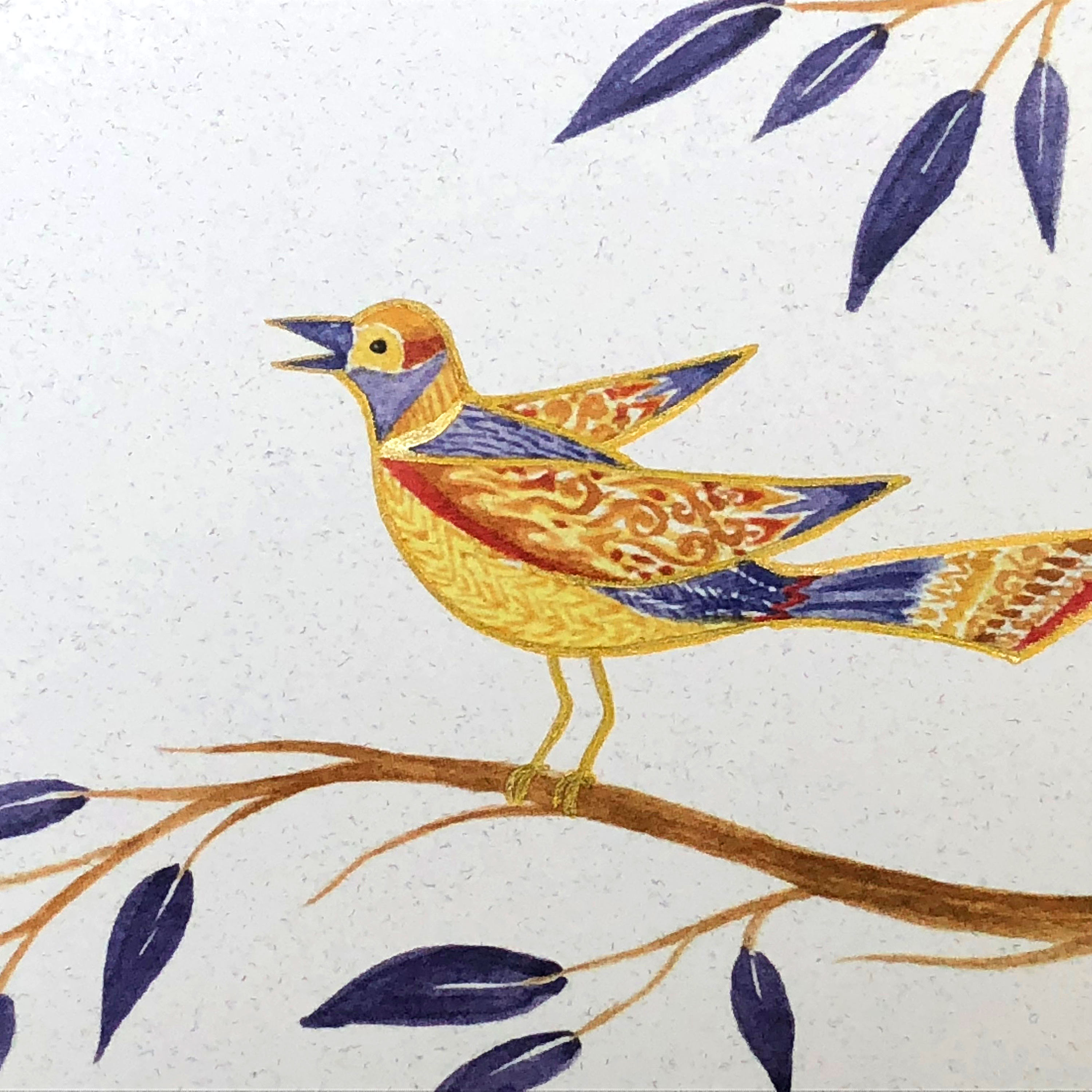 Cloisonné Merci Bird Card Purple Red Gold - Etsy France
