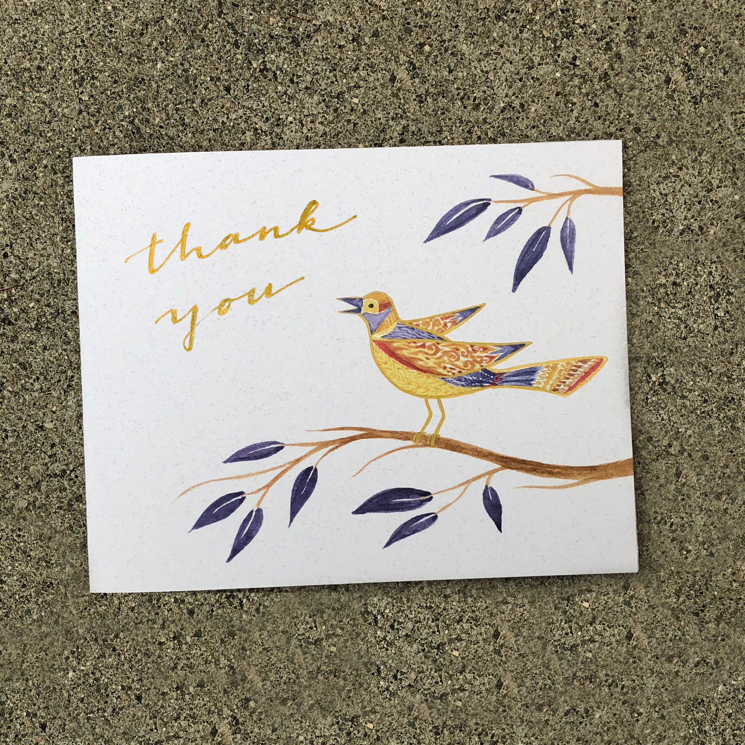 Cloisonné Merci Bird Card Purple Red Gold - Etsy France