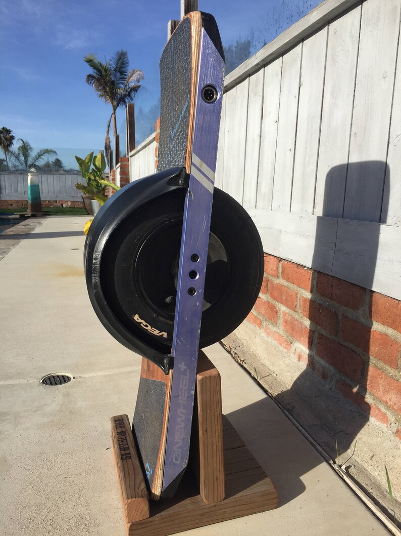 Onewheel stand with Custom lettering reclaimed wood. | Etsy