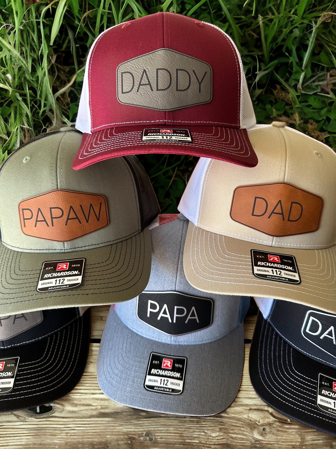 Dad Trucker Hat, Richardson Daddy Hat, Leatherette Patch, Custom Father ...