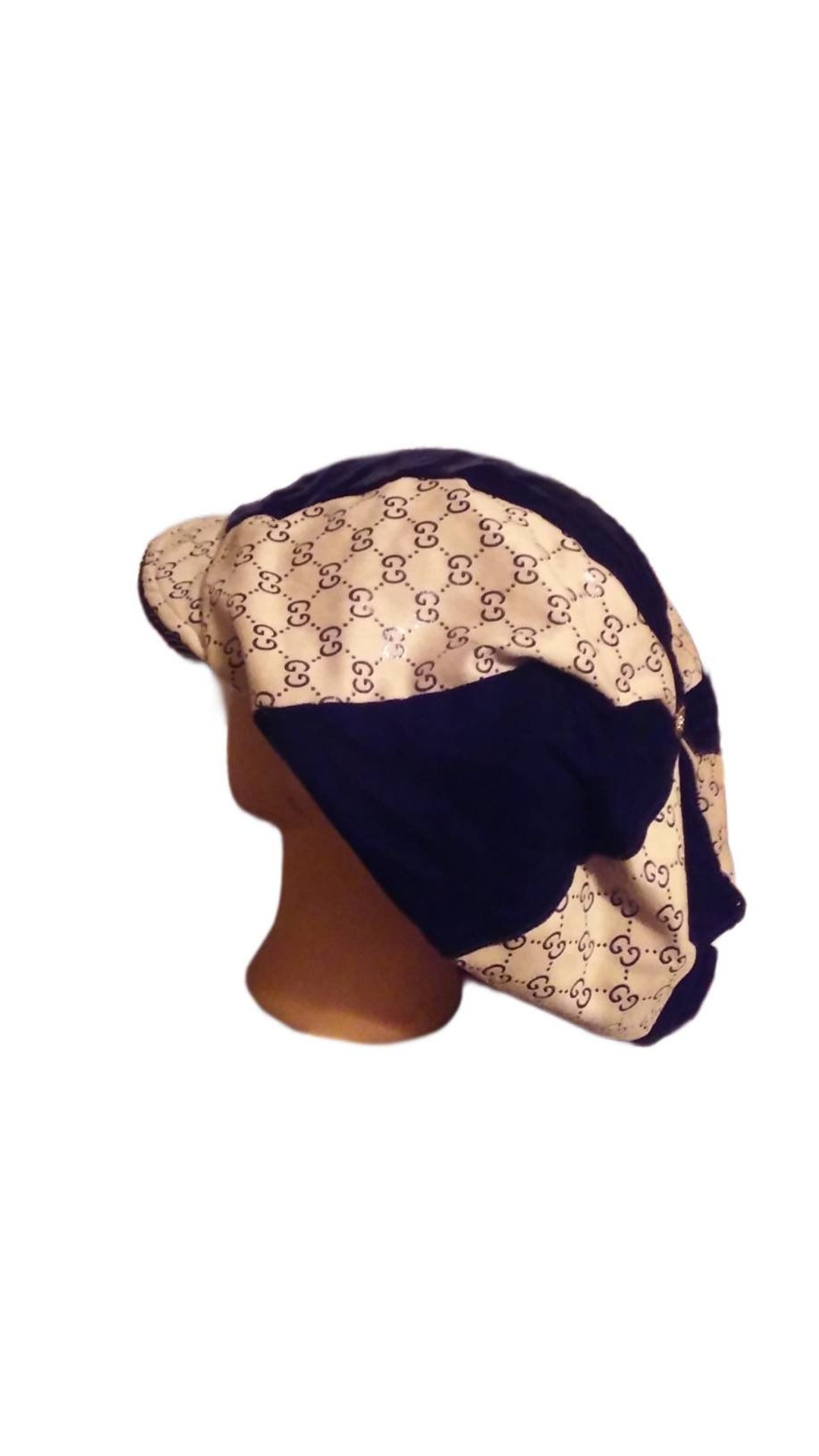 Baker Boy Hat. Black With Tan and Black Designer Fabric and Gold Center ...
