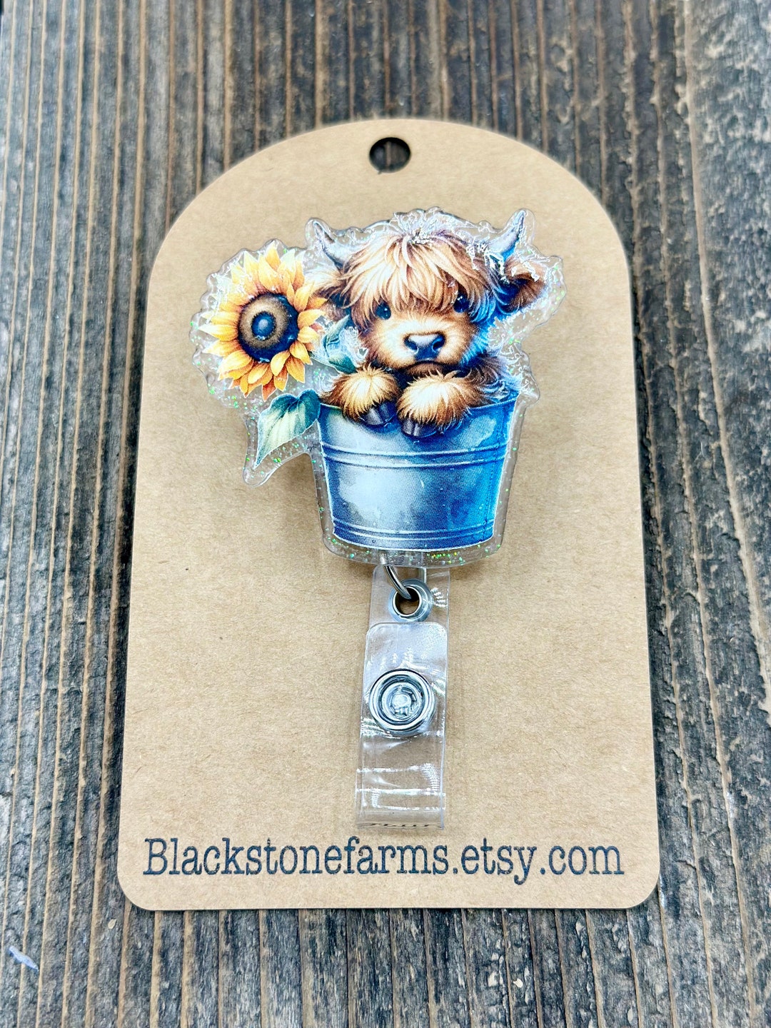 Cow Badge Reel Highland Cow Retractable Badge Reel Cow Lover Medical ...