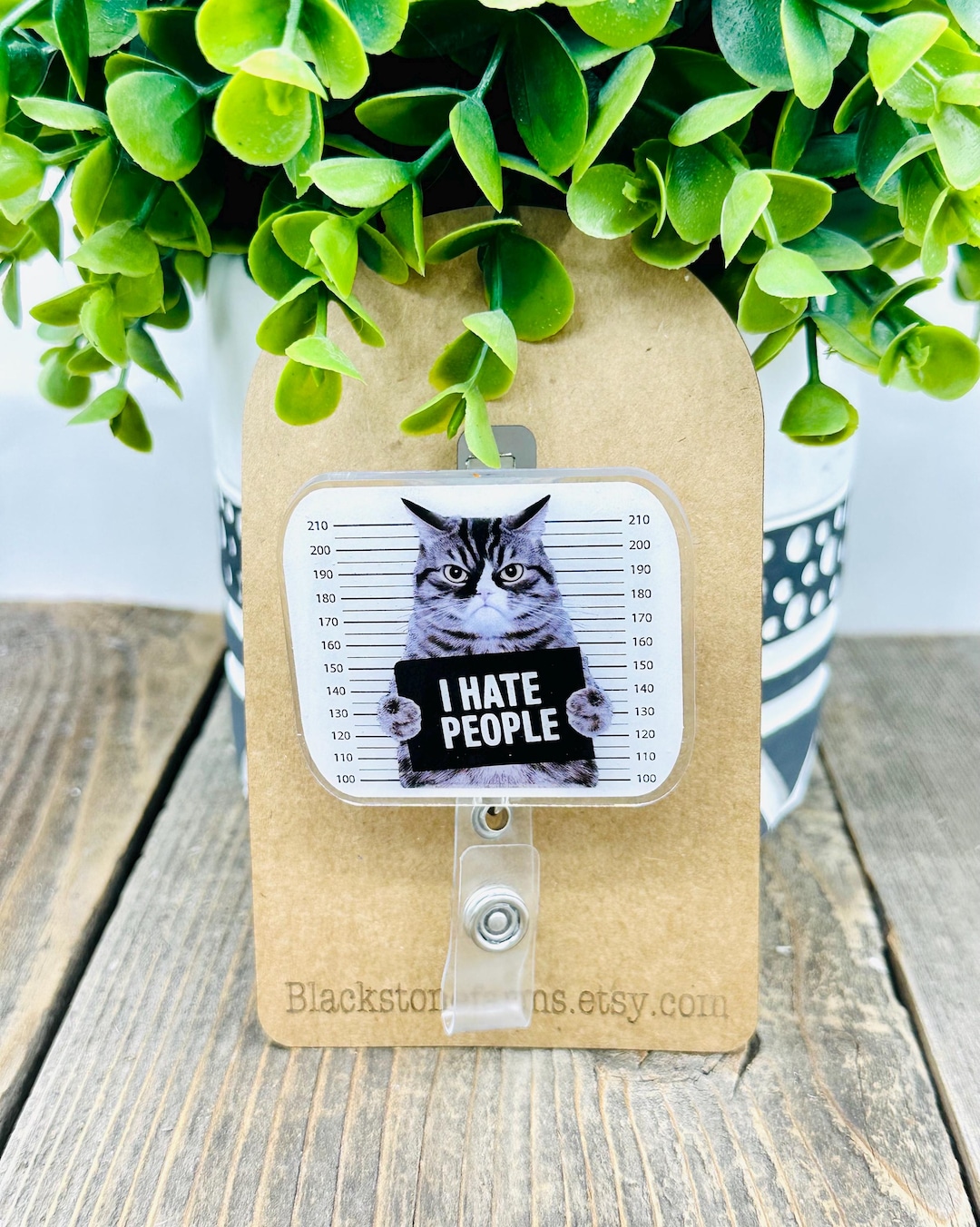 Cute Funny Cat Retractable Badge Reel Humor ID Badge Holder Gift for ...