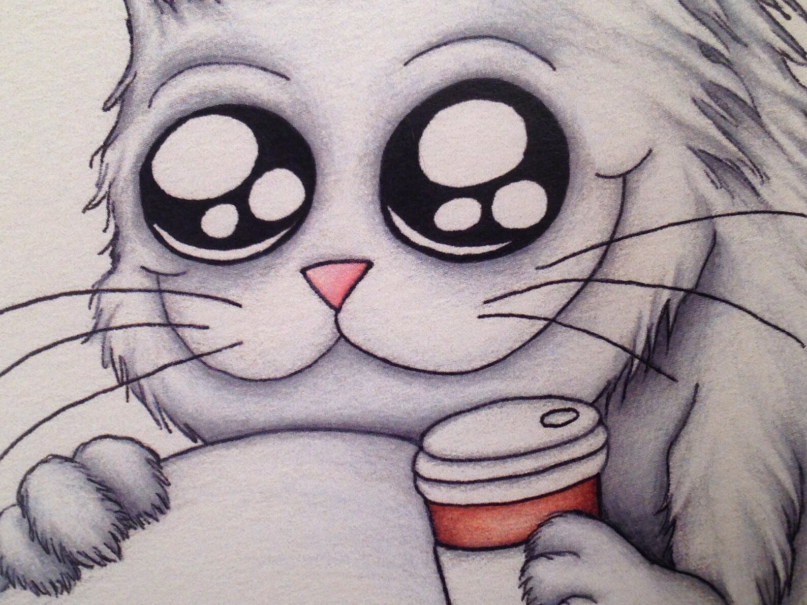 Coffee Cat Art Print Caffeine Crazy Kitty 8x10 - Etsy