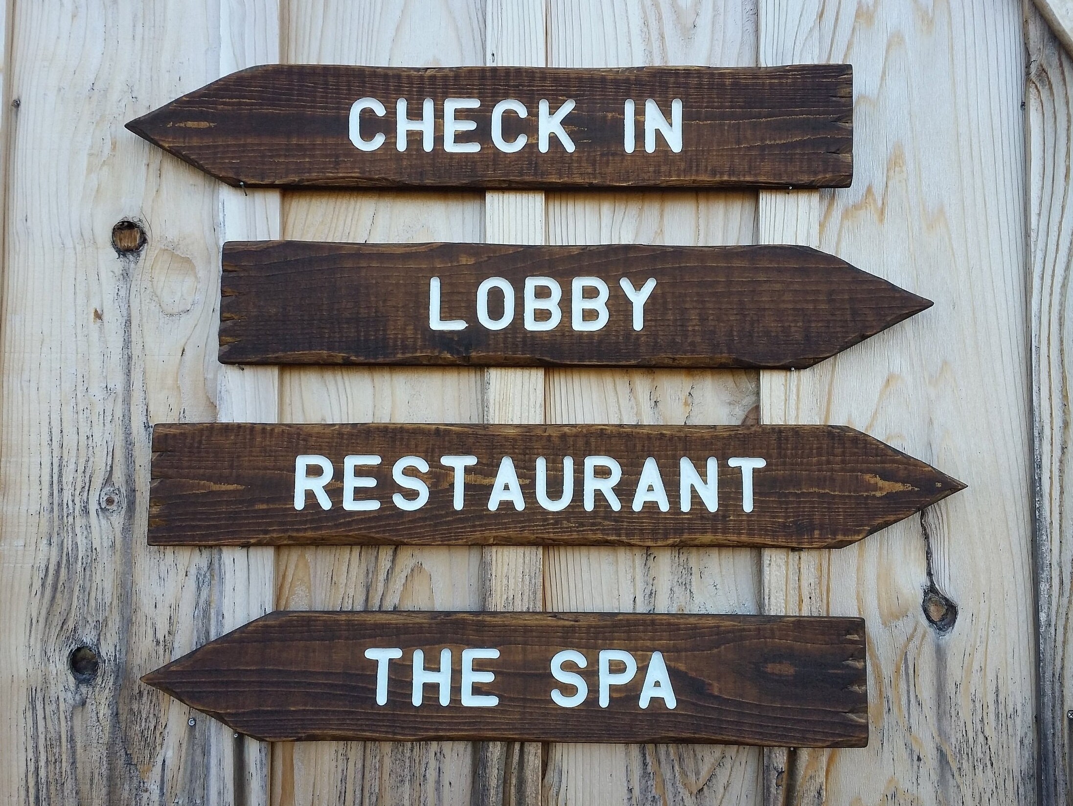 Custom Carved Cedar Arrow Directional Outdoor Sign, Medium Sized Font ...