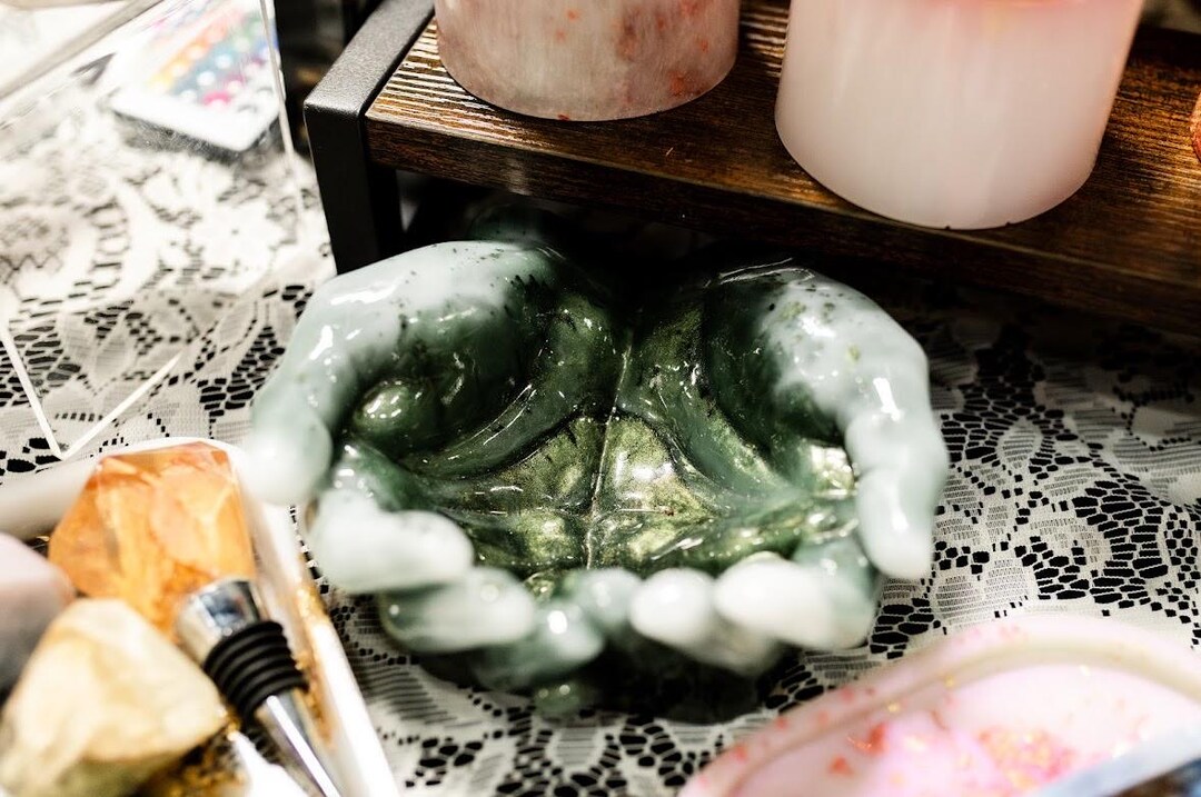 Cupped Hand Bowl | Business Card Holder Soap Trinket Tray Spa Bathroom ...