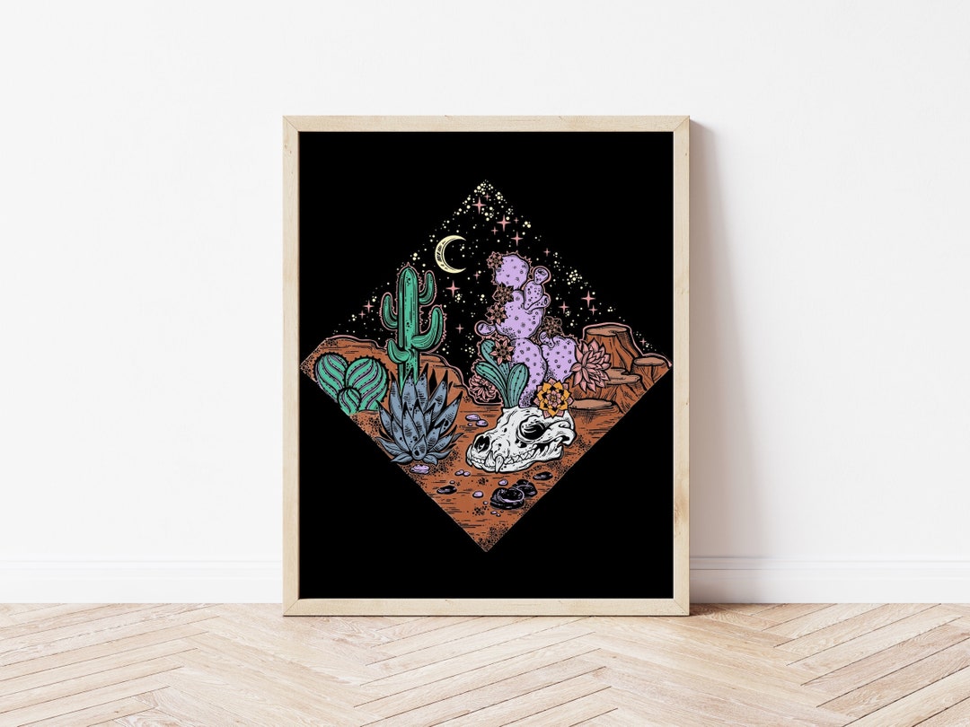 Desert Skull Print | Boho Psychedelic Nature Wall Art - Etsy