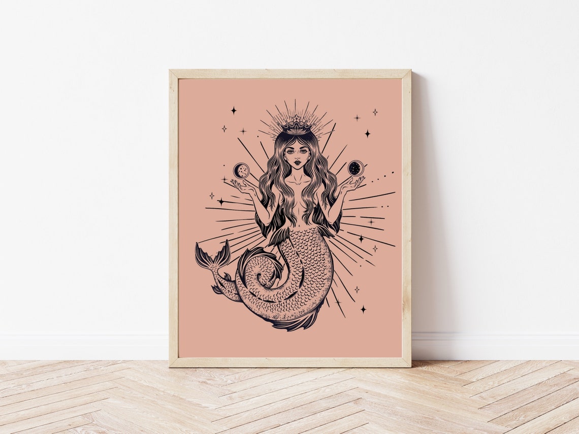 Mermaid Art Mermaid Decor Mermaid Print Mermaid Art - Etsy