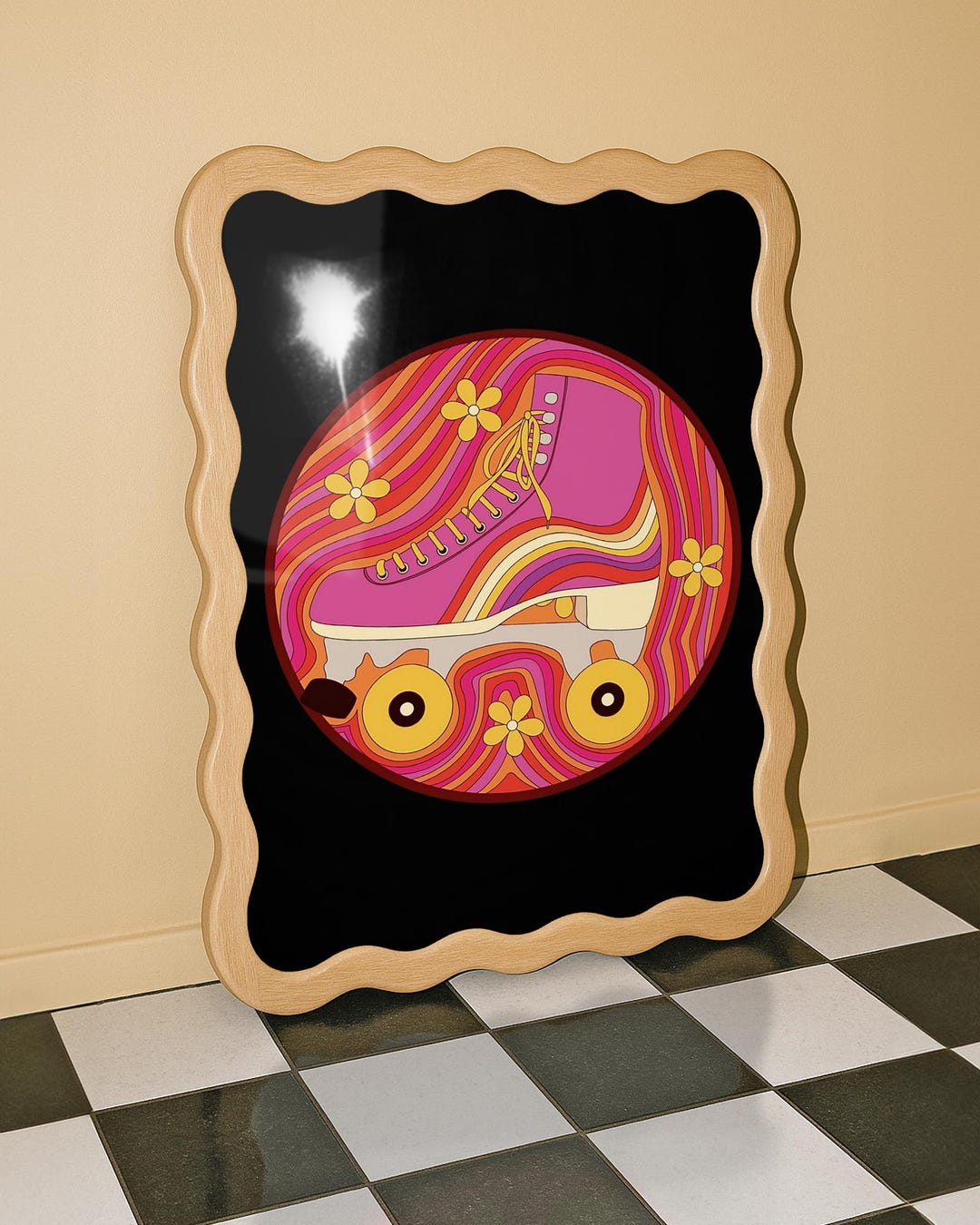 Retro Roller Skate Print | Psychedelic 70s Wall Art - Etsy