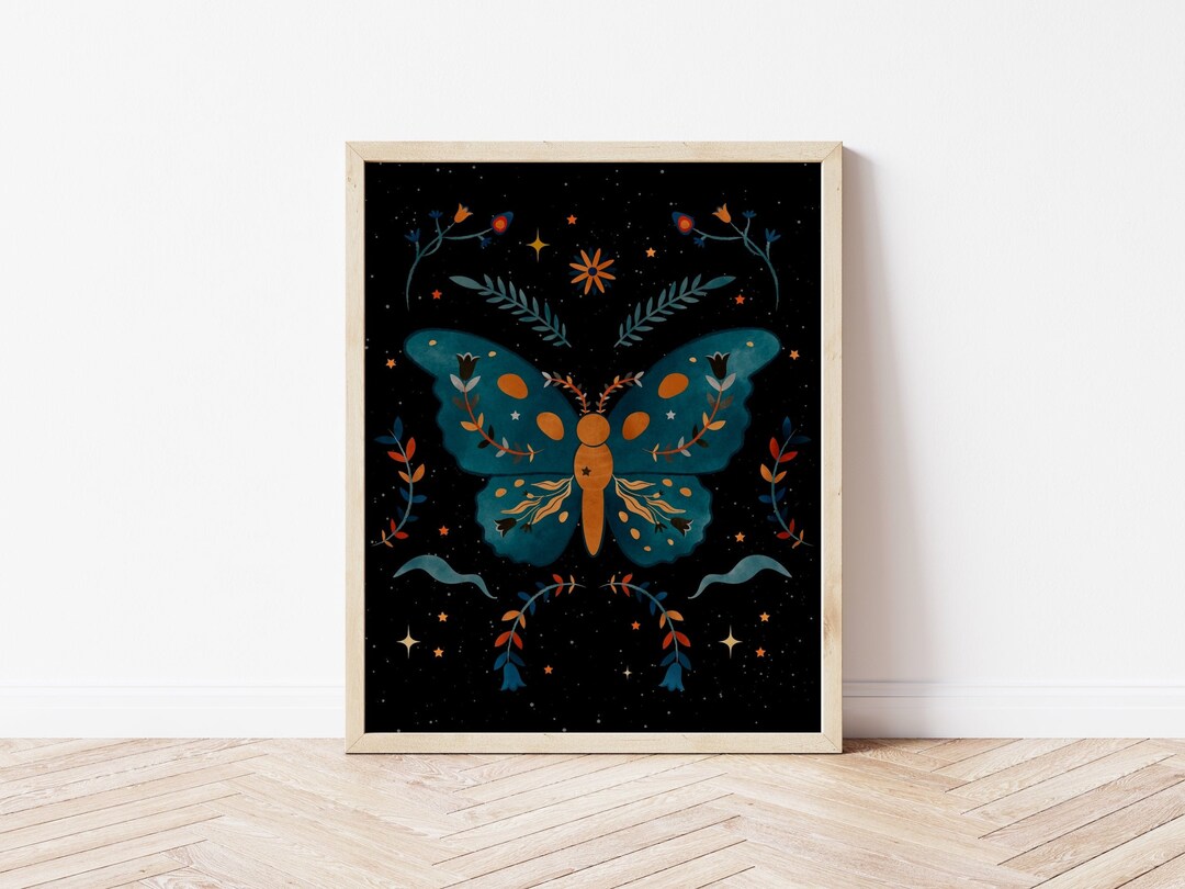 Folk Butterfly Art Print | Witchy Gothic Home Decor Wall Art - Etsy