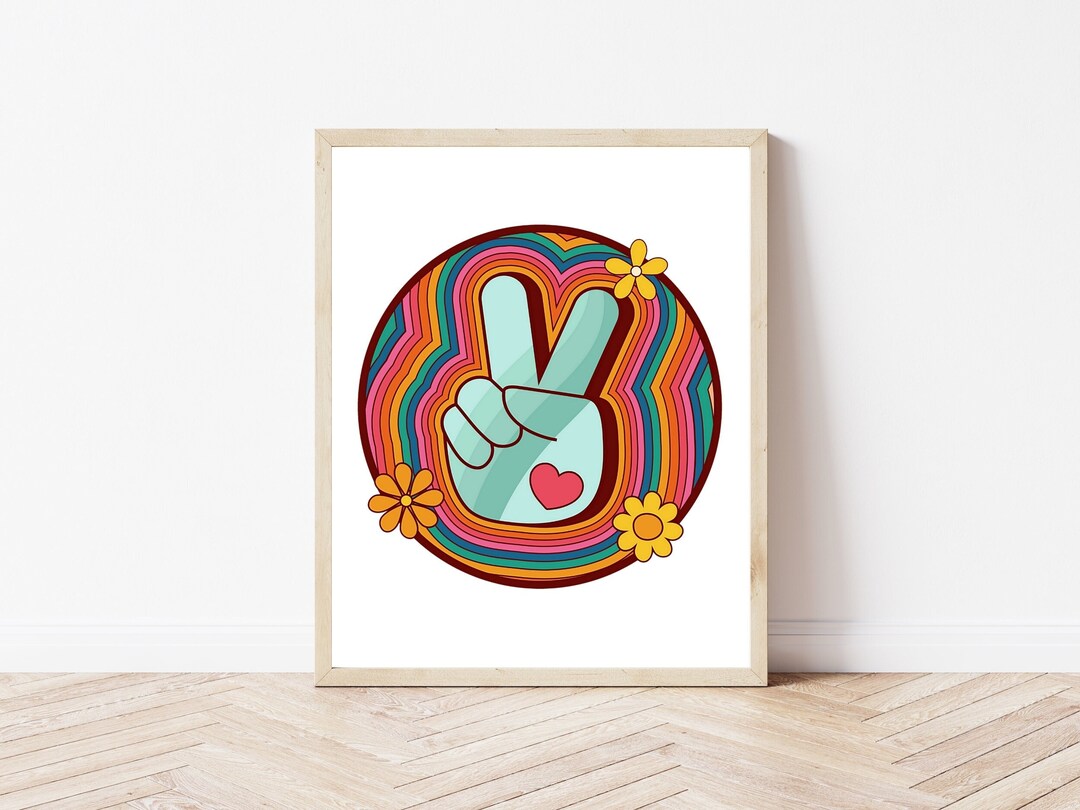 70s Peace Sign | 70s Decor | Retro Decor | 70s Print | Peace Sign Print | Peace Wall Art | 70s ...