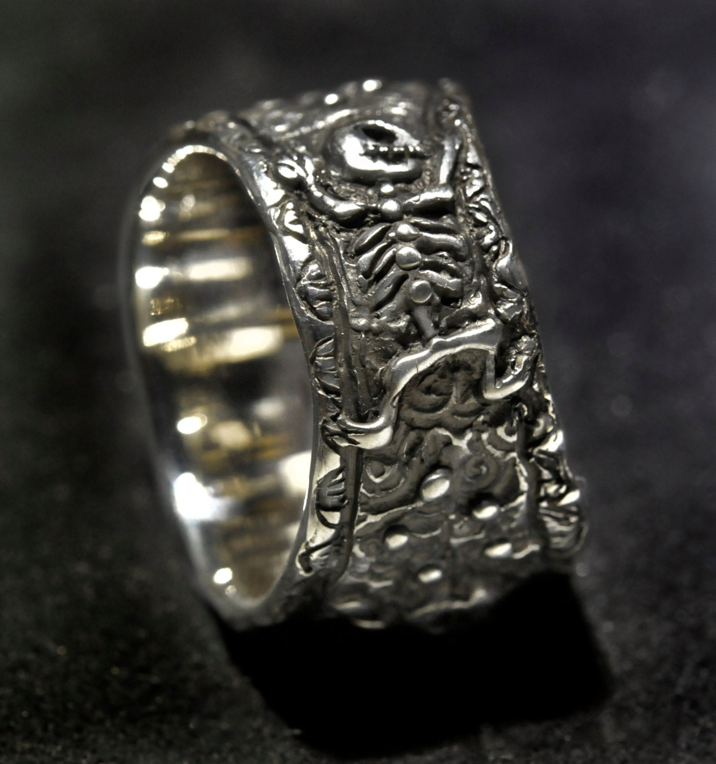 Pirate Skull Ring Silver Pirate Ringsilver Skull Ringskull | Etsy