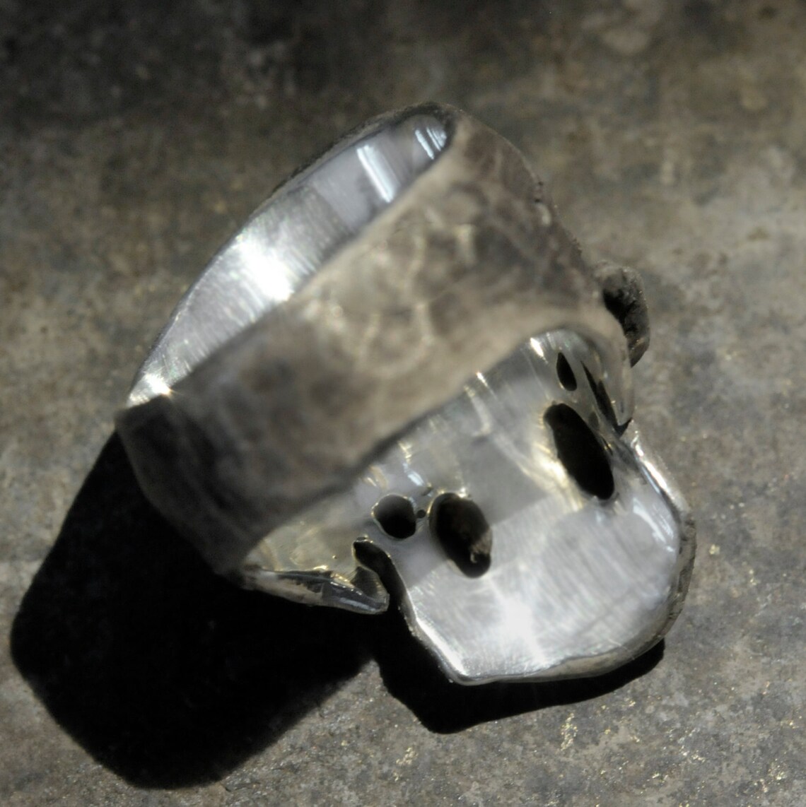 Skull Ring Large Size Full Jaw Silver Mens Skull Biker Masonic Rock N ...