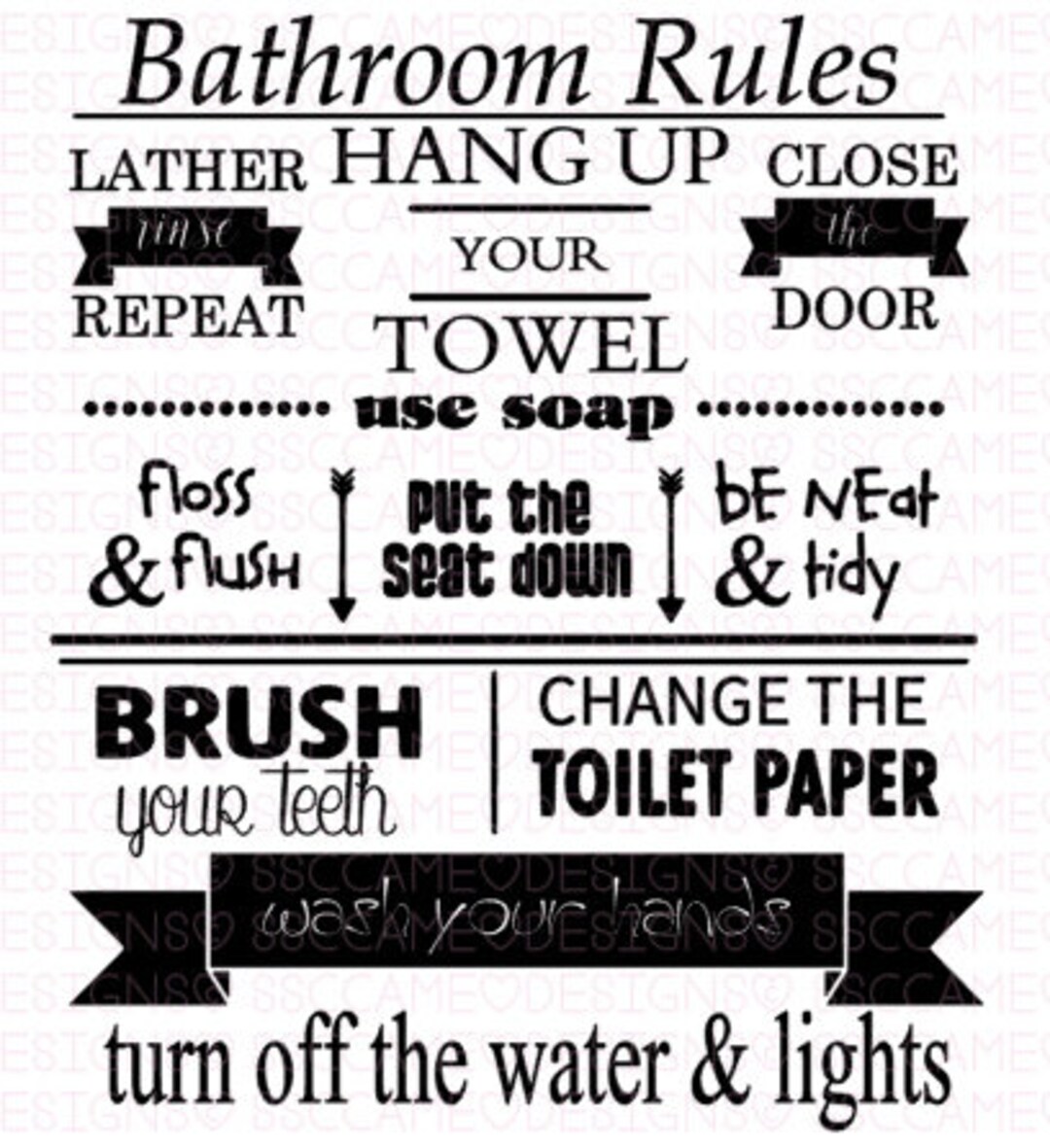 Bathroom Rules SVG PNG File - Etsy
