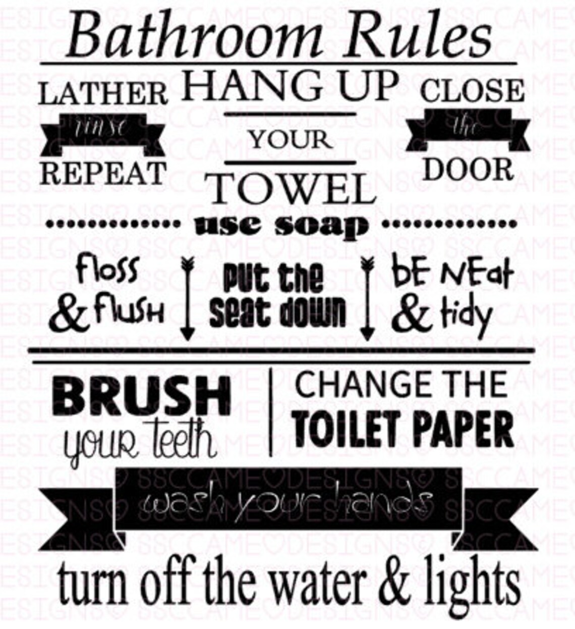 Bathroom Rules SVG PNG File - Etsy