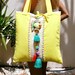 Linen Tote Bag, Large Tote Bag, Handmade Tassel, Bag With Tassel, Linen ...