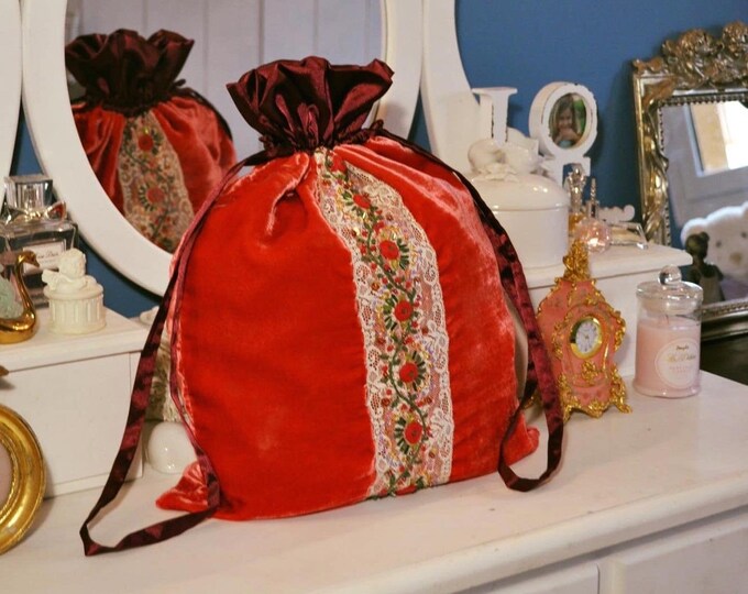 Bridal Velvet Bag, Silk Velvet Sack Bag, Bride Red Pouch Bag ...