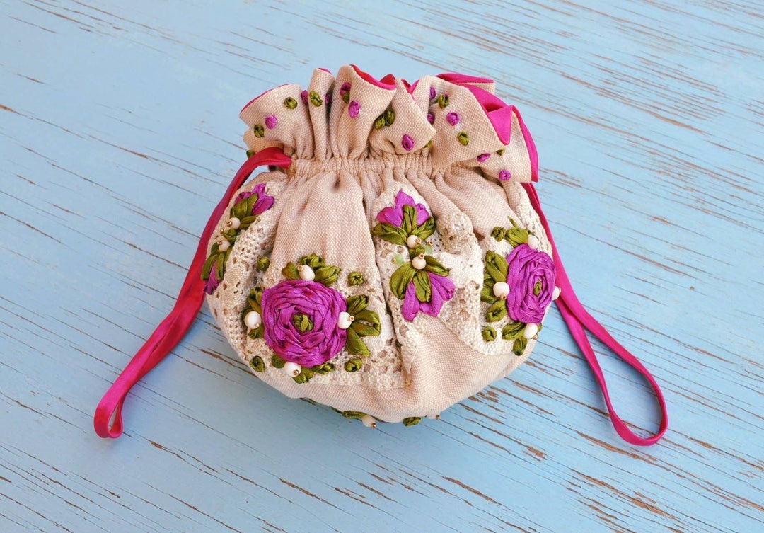 Linen Sack Bag, Linen Rustic Bag, Embroidery Linen Bag, Linen Lace Sack ...