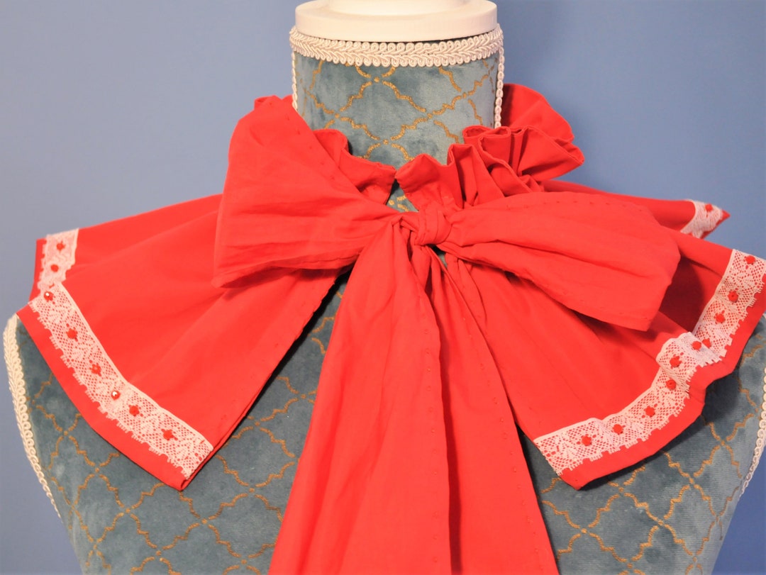 Extra Large Collar, Detachable Collar, Ruffle Red Collar, Embroidered ...