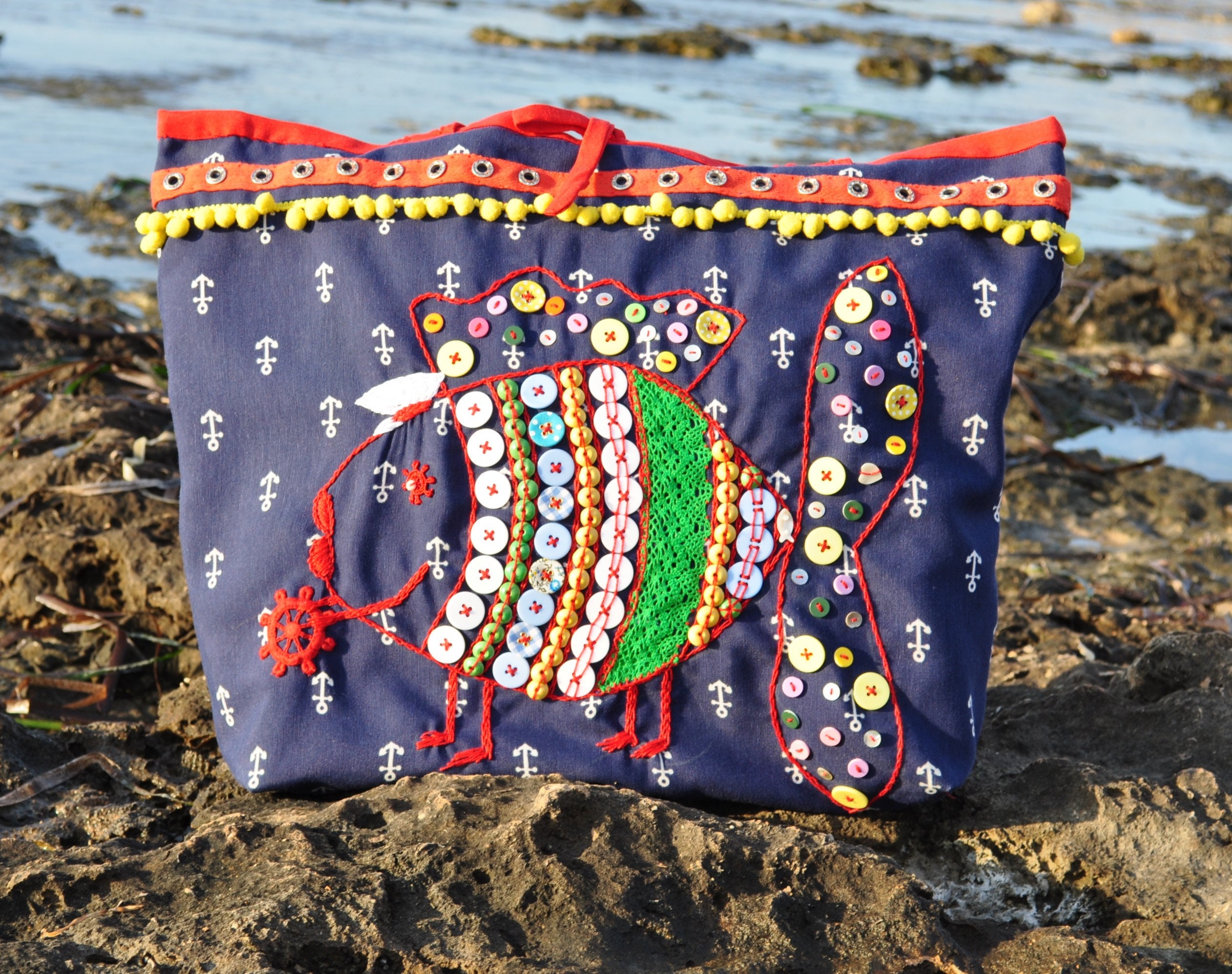 Big Fish Beach Bag Super Large Tote Bag Sea Style Big Bag - Etsy