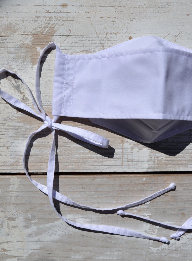 Designer White Mask, White Mask With Ties, Triple Layer Mask ...