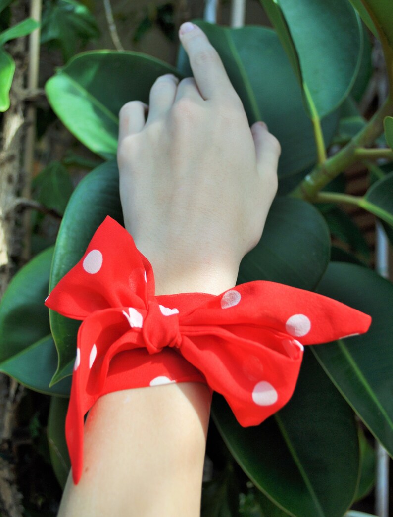 Silky Red Neck Scarf Scarf Dotted Summer Small Silky Scarf - Etsy