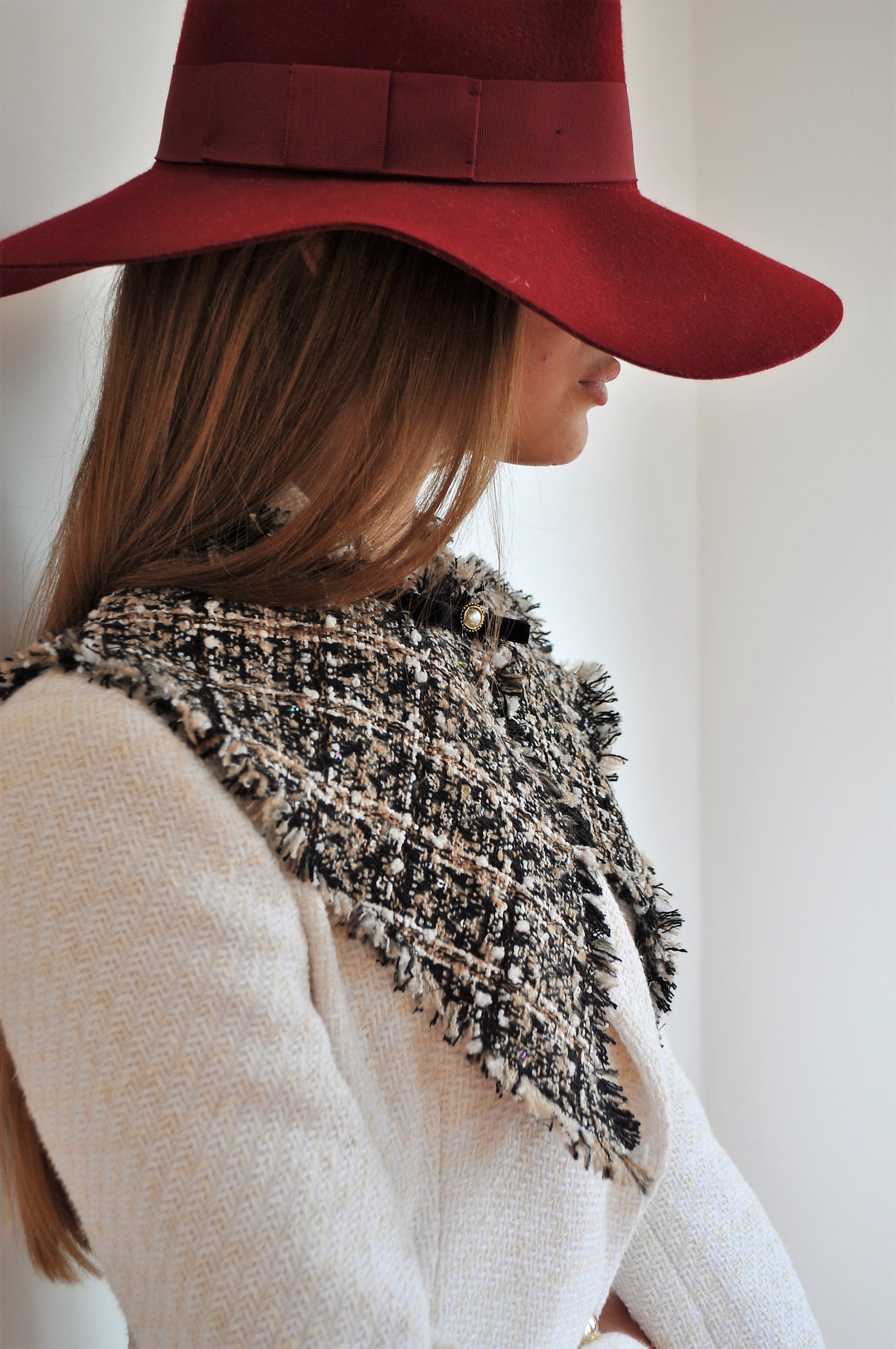 Extra Large Collar Tweed Fringes Collar Plaid Tweed Collar - Etsy