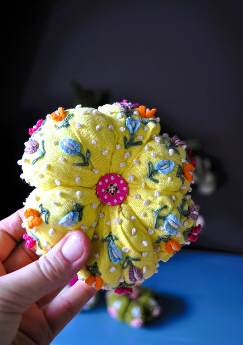 Embroidered Pumpkins, Handmade Pumpkins, Decoration Pumpkins, Yellow ...