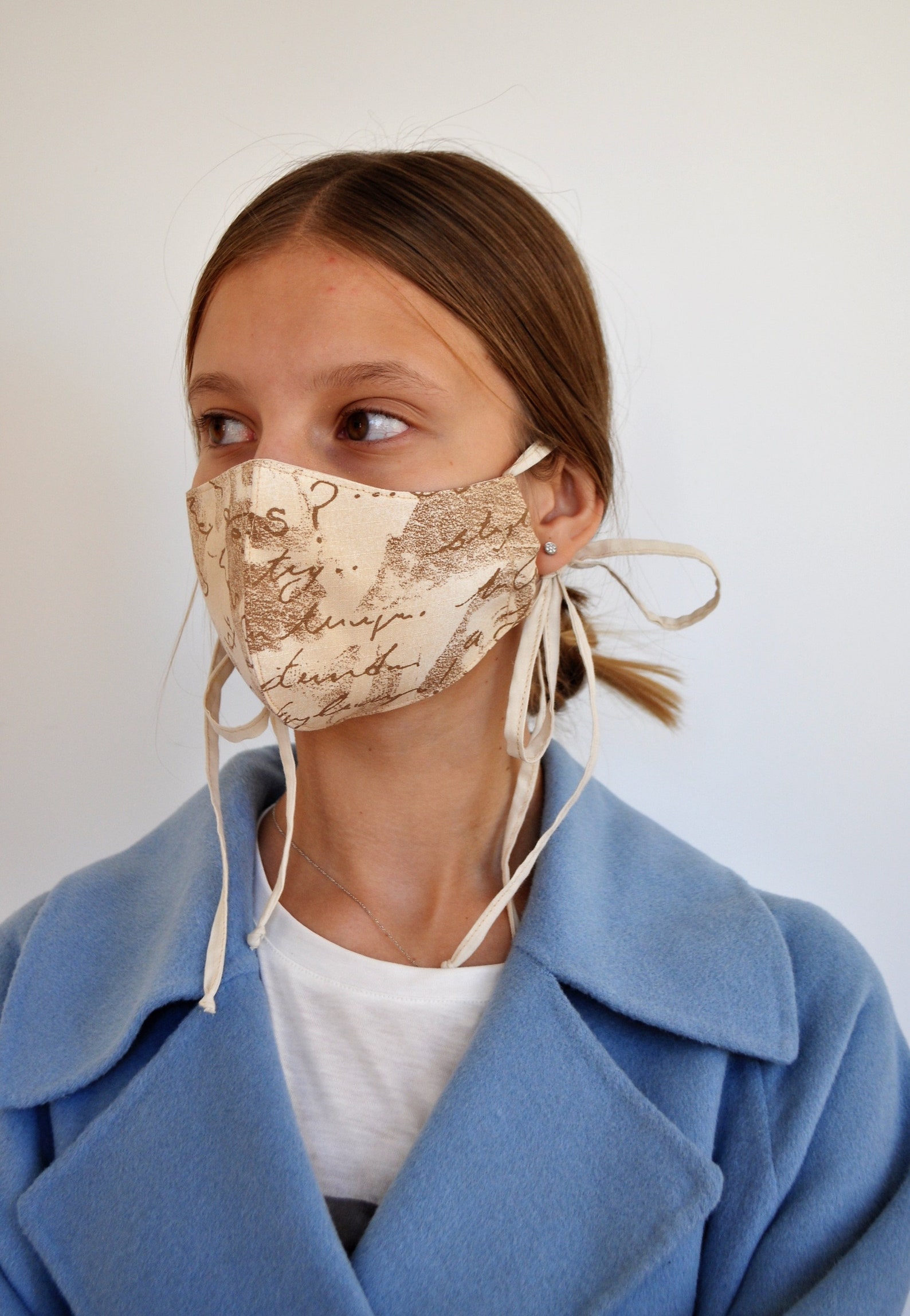 Designer Beige Mask Mask With Ties Triple Layer Mask - Etsy