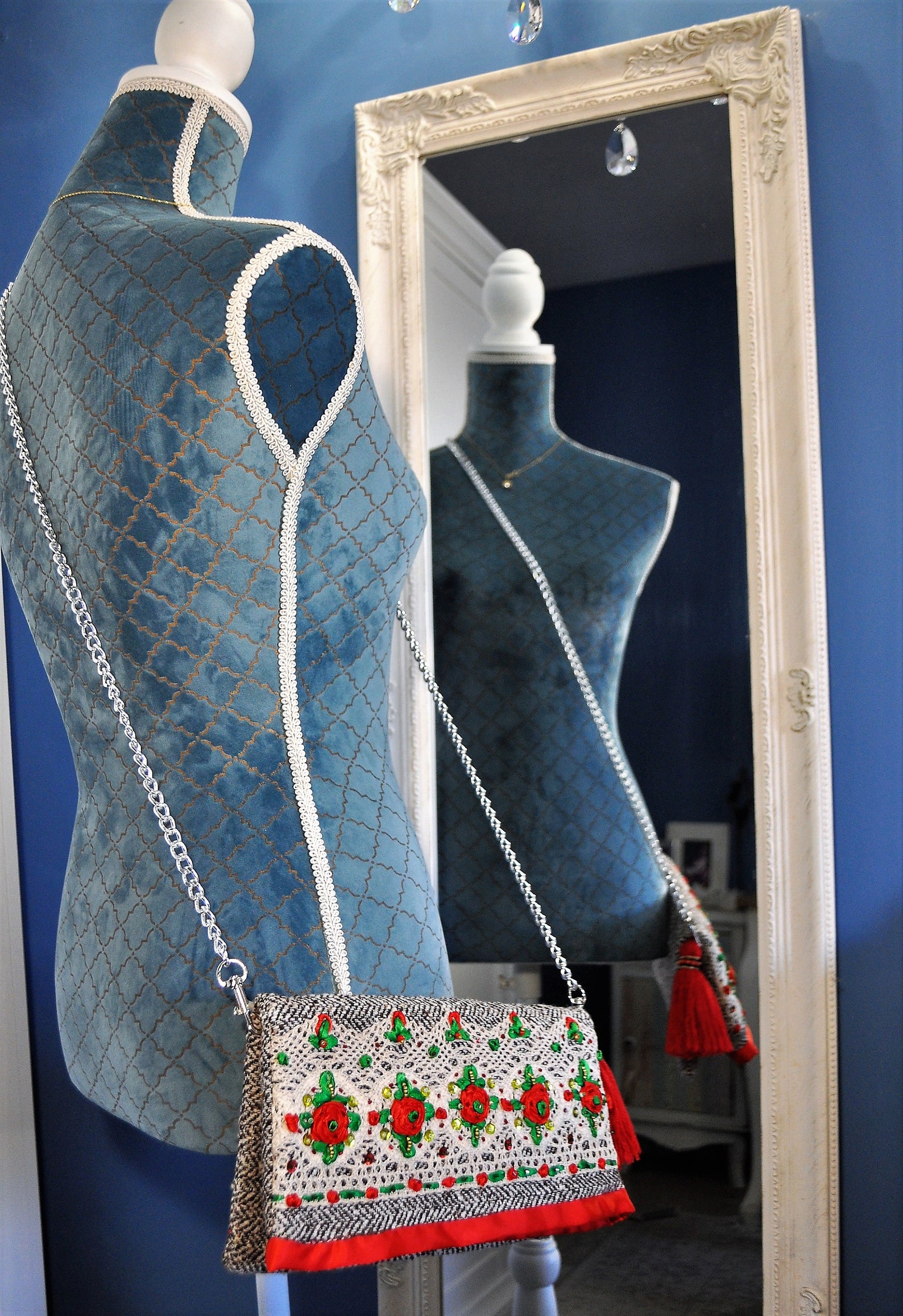 Embroidered Clutch, Hand Embroidered, Lace Tweed Clutch, Wool Tweed ...
