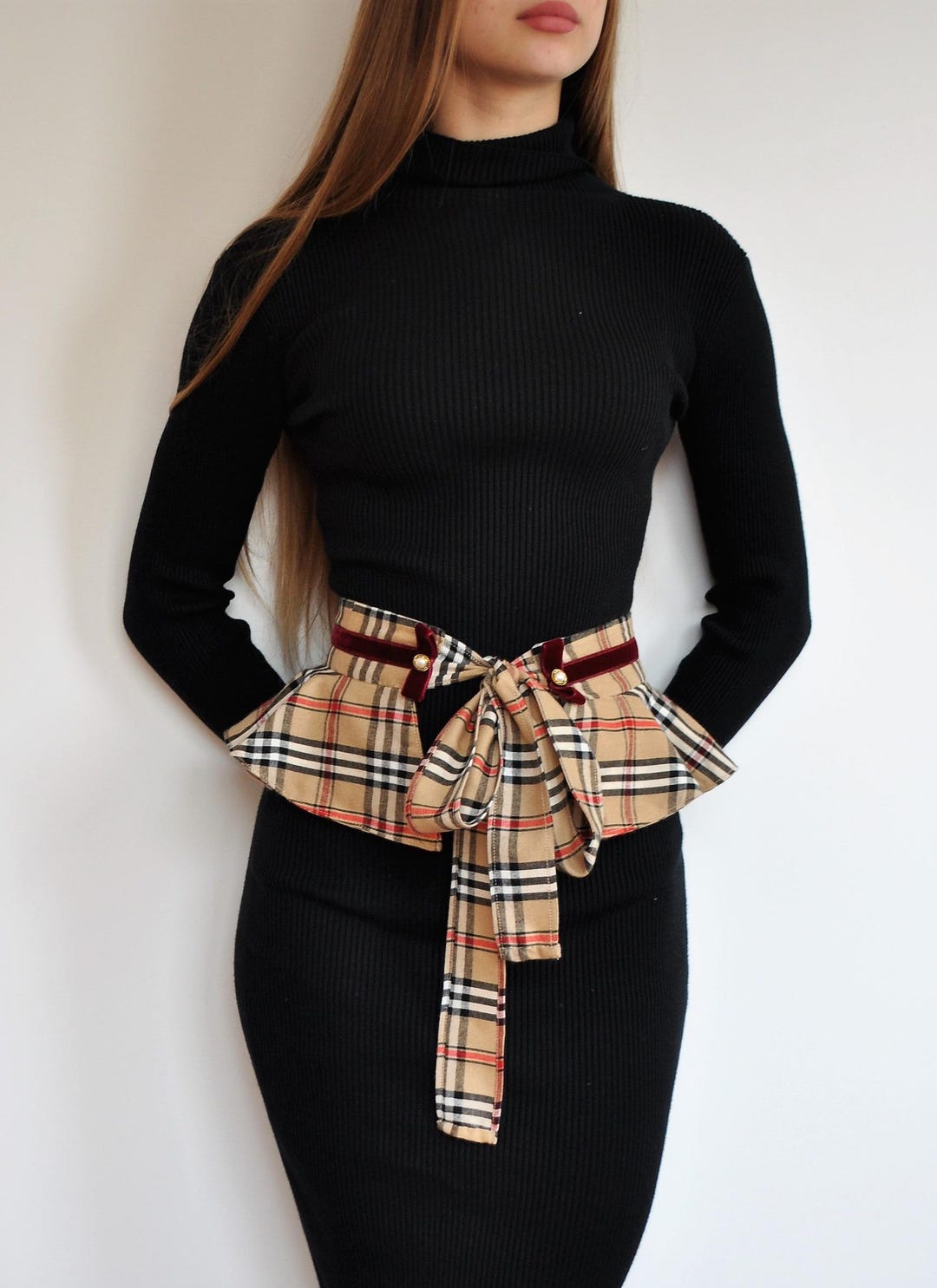 Plaid Ruffle Belt, Fabric Ruffle Belt, Fabric Belt Long Tie, Long Ties ...