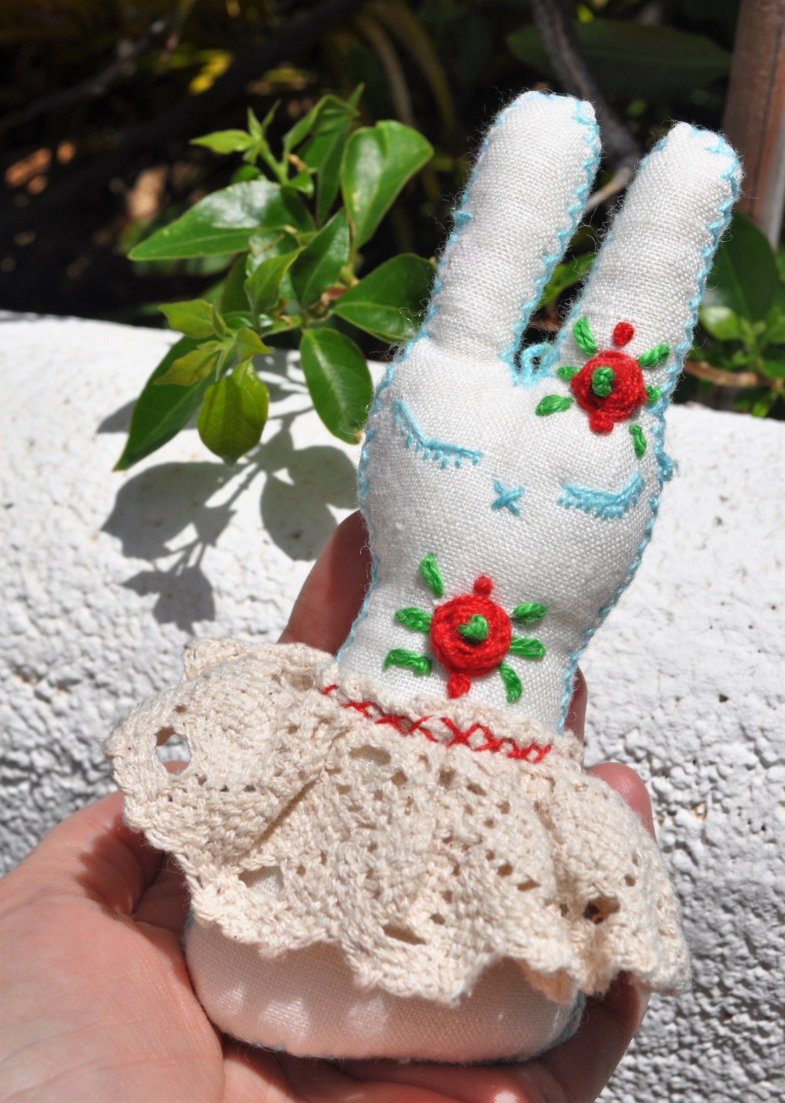 Linen Easter Bunny, Rustic Easter Bunny, Embroidery Bunnies, Fabric ...