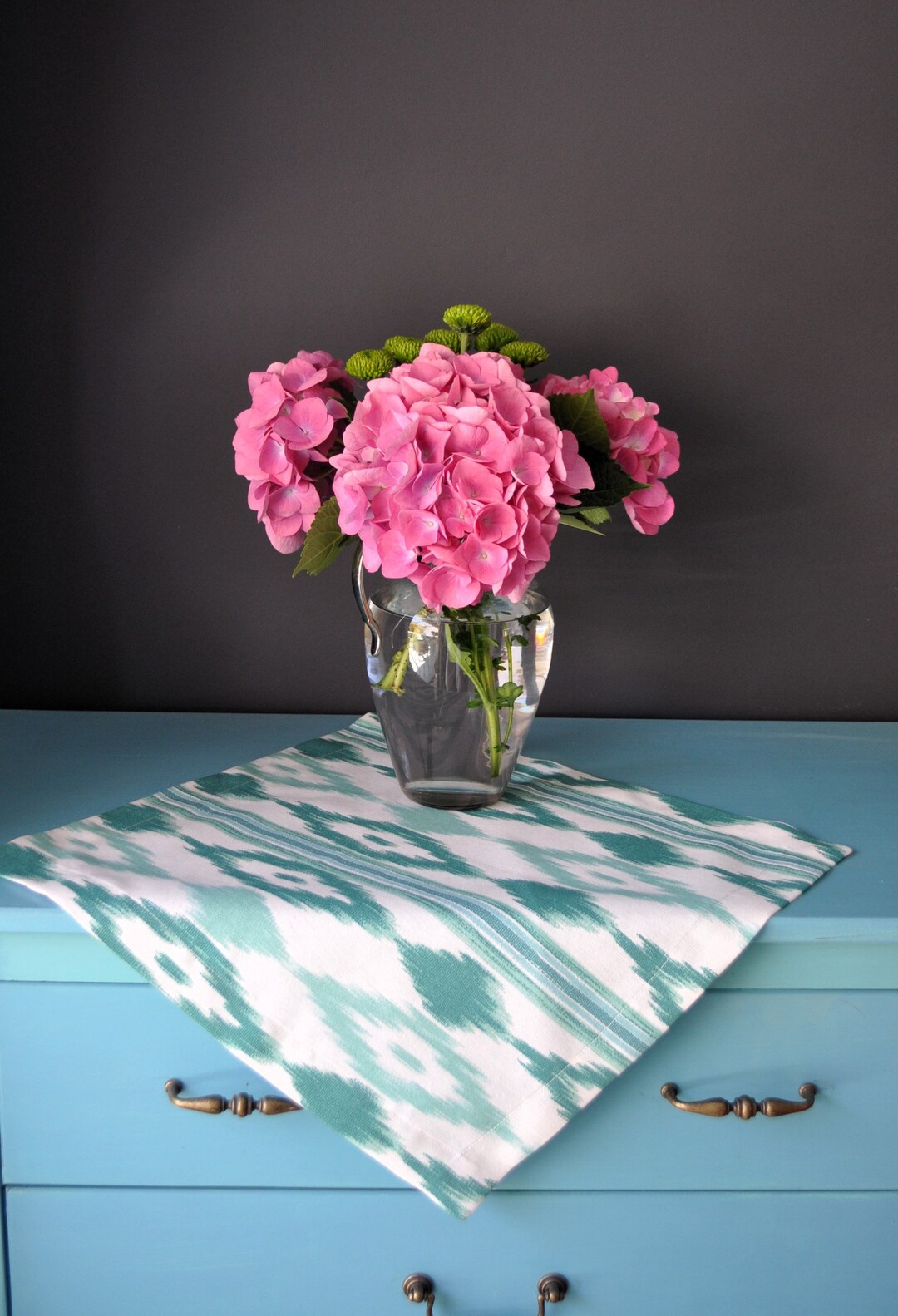 IKAT Print 4 Napkins, Set4 Napkins IKAT, Mallorquin Cotton, Green Ikat ...