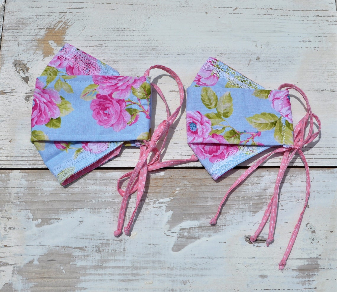 Girls Rustic Mask Blue Mask Long Ties Duoble Layer Mask | Etsy