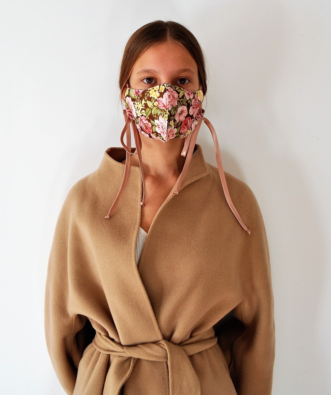 Flowers Rustic Mask, Mask With Ties, Duoble Layer Mask, Decorative Mask ...