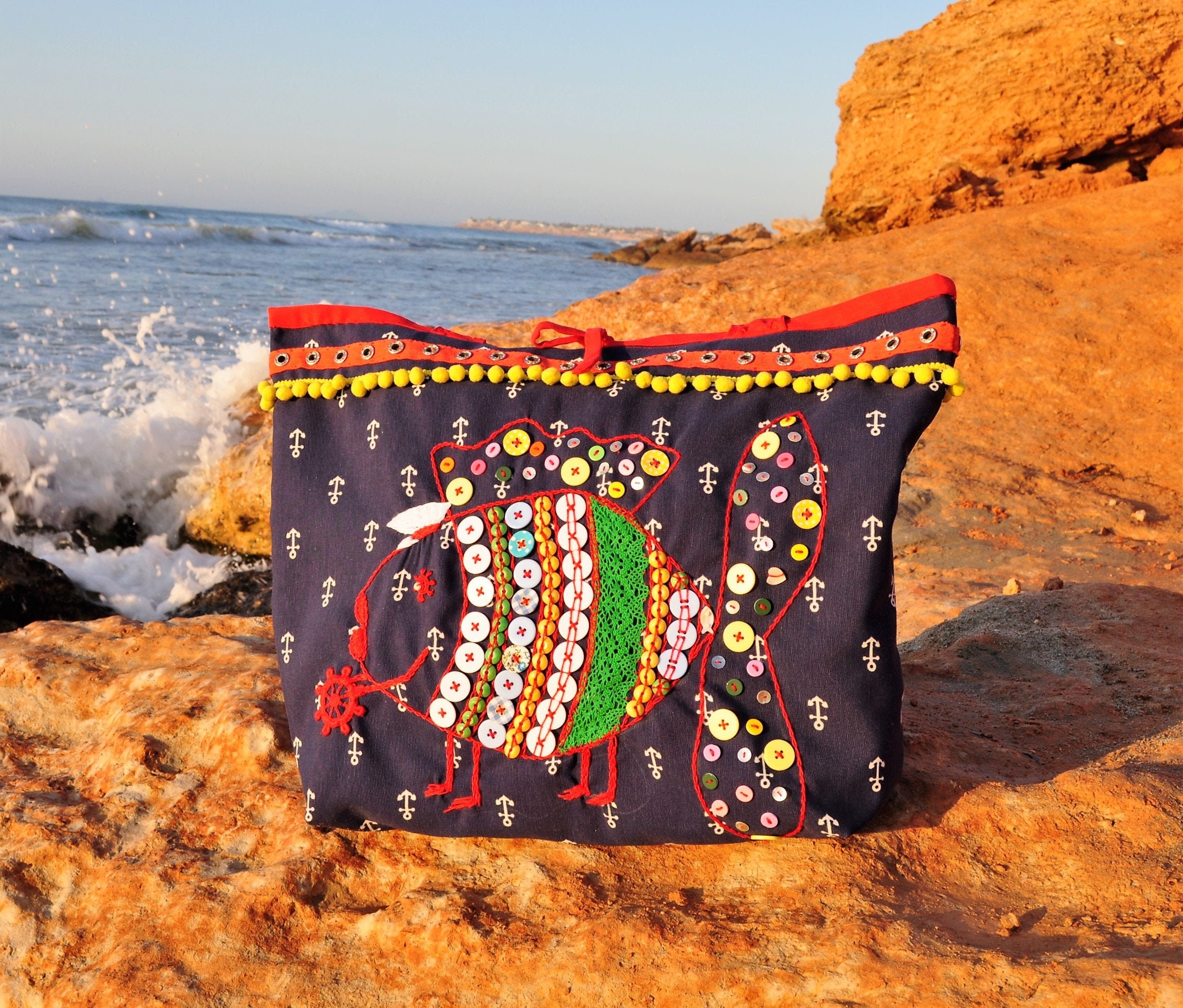 Big Fish Beach Bag Super Large Tote Bag Sea Style Big Bag - Etsy