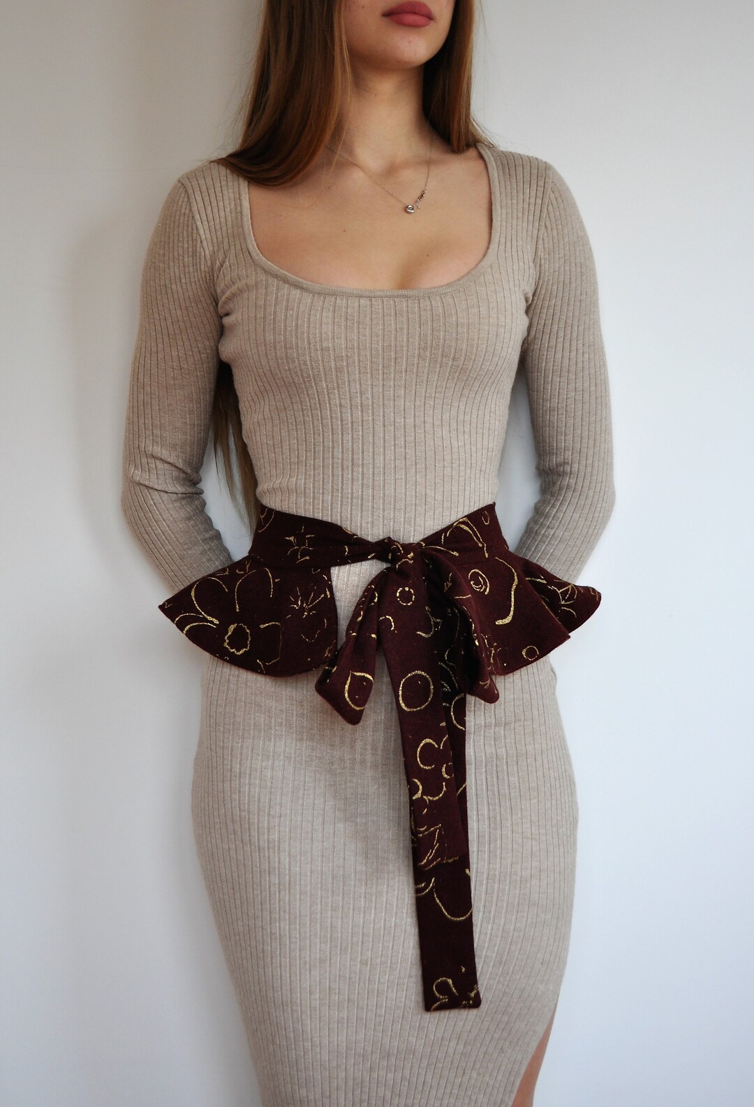 Flowers Ruffle Belt, Fabric Ruffle Belt, Wool Belt Long Tie, Long Ties ...