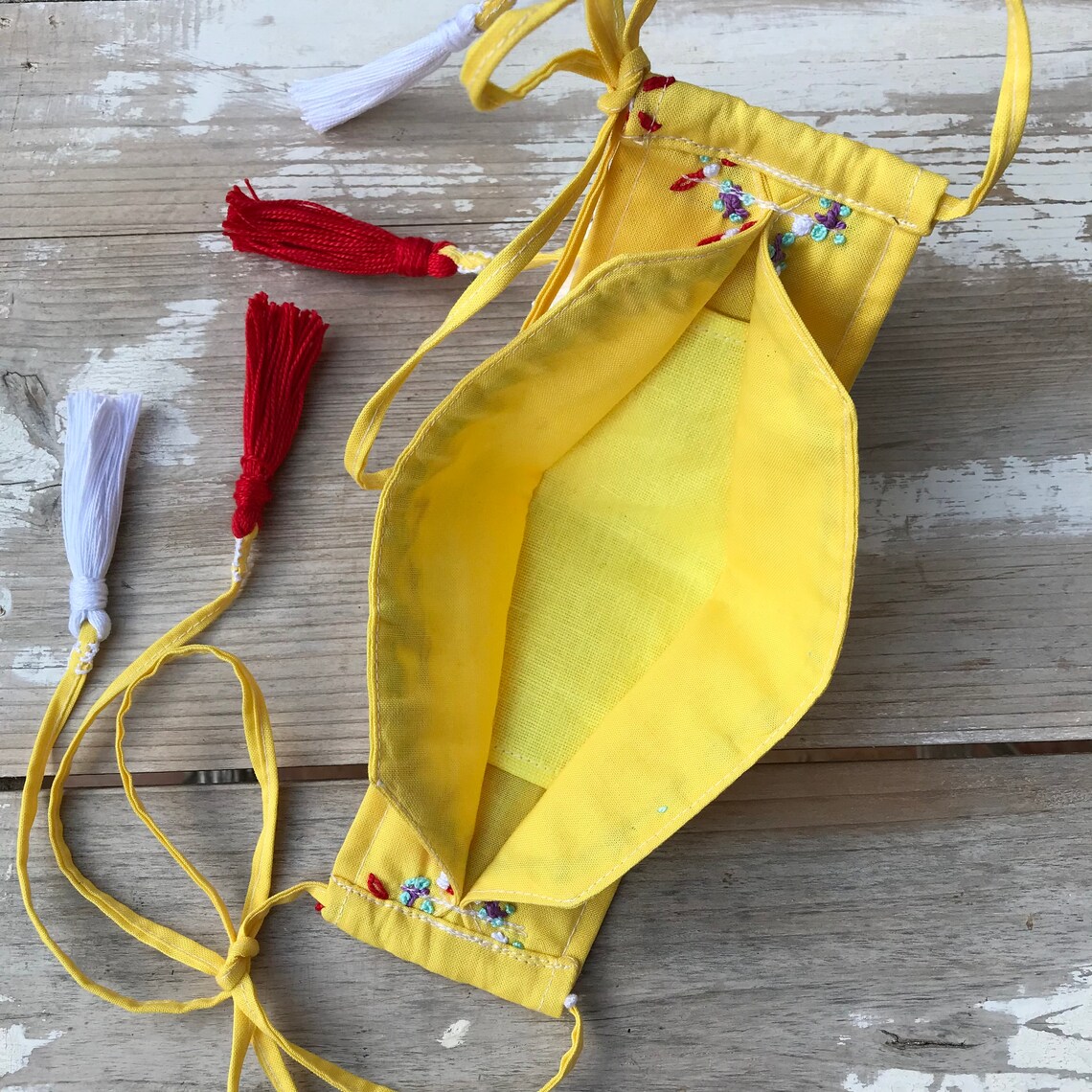 Hand Embroidery Mask Yellow Face Mask Triple Layer Mask - Etsy