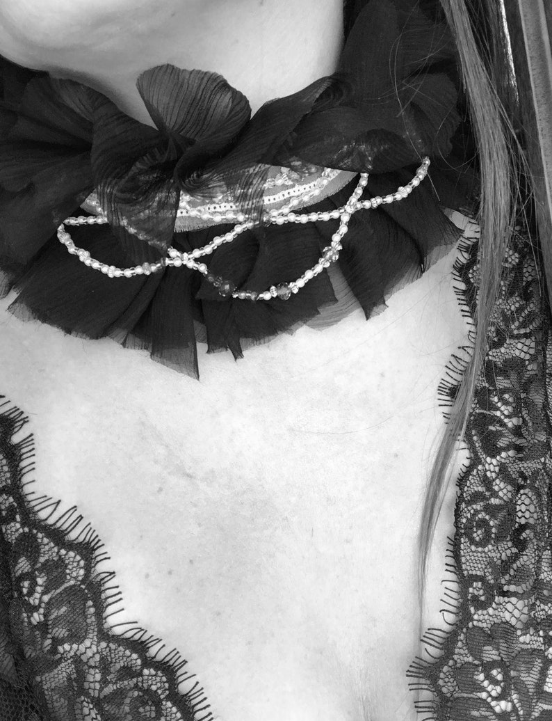 Ruffle Black Collar Lace Black Choker Wedding Lace Collar | Etsy