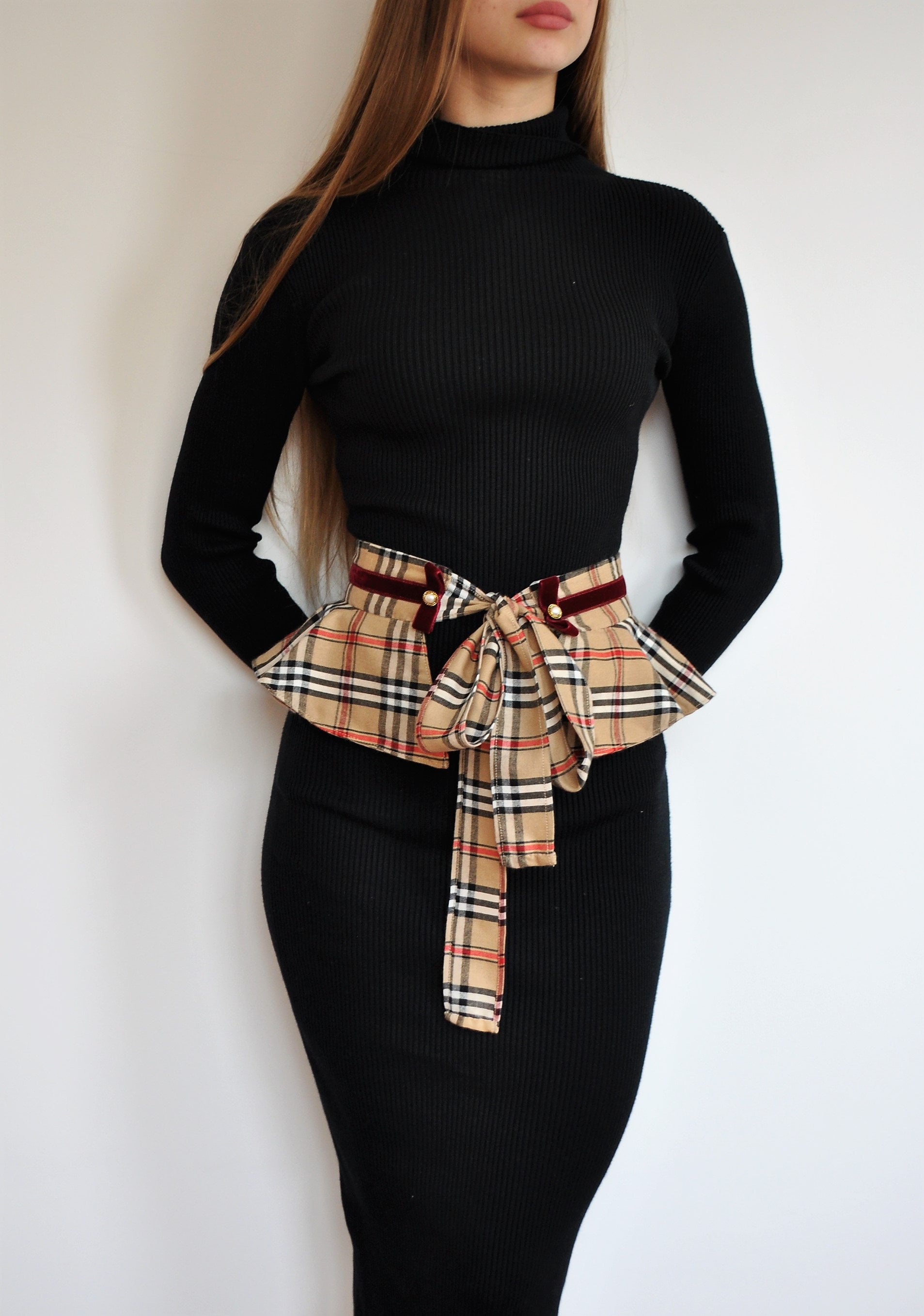 Plaid Ruffle Belt Fabric Ruffle Belt Fabric Belt Long Tie - Etsy