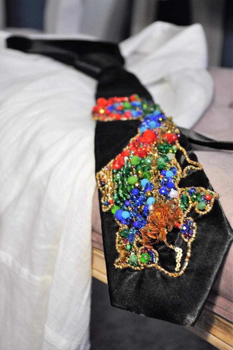 Women Tie Dragon, Black Neck Tie Jewel, Jewelry Neck Tie, Embroidery ...