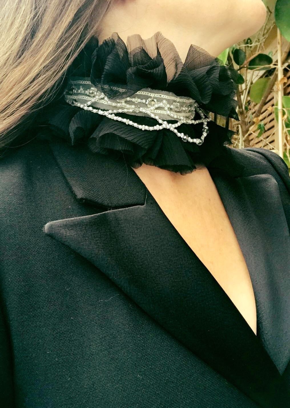Ruffle black collar lace black choker wedding lace collar | Etsy