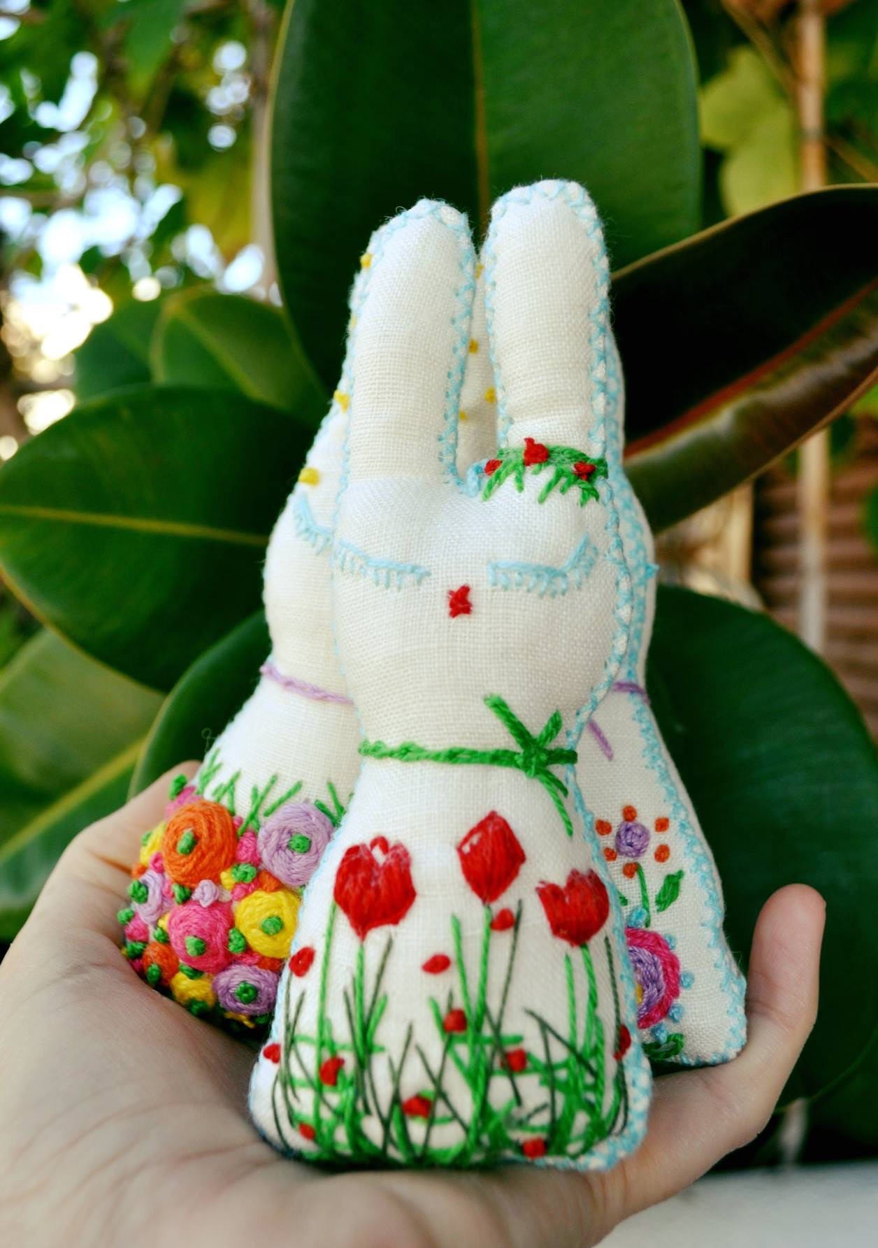 Linen Easter Bunny Rustic Easter Bunny Embroidery Bunnies - Etsy