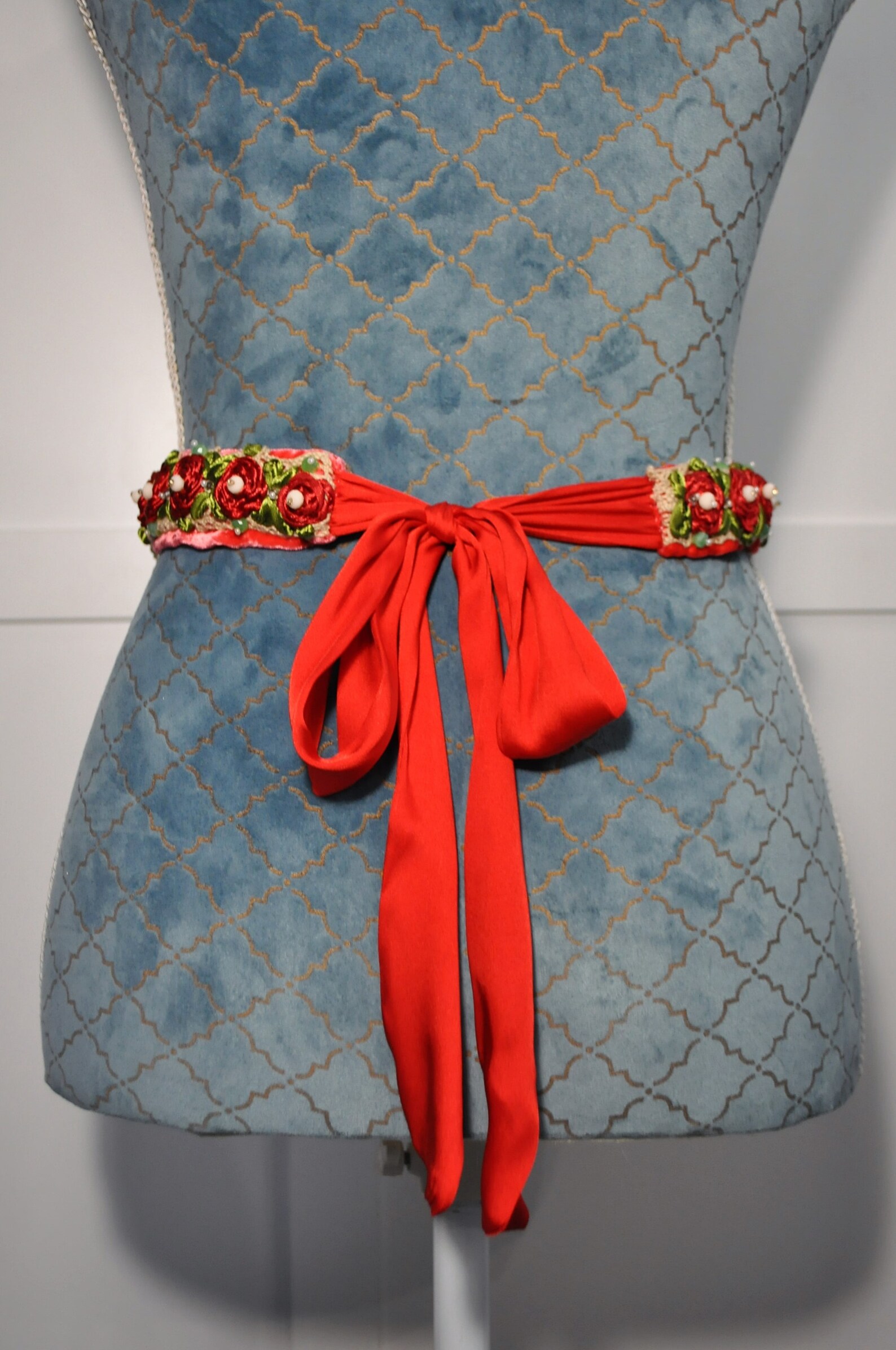 Silk Velvet Red Belt, Wedding Red Belt, Flowers Fabric Belt, Bridal ...