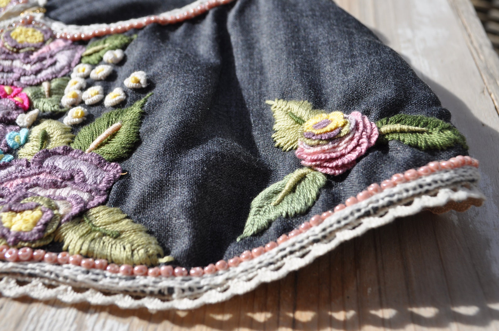 Embroidered Collar, Hand Embroidered, Peter Pan Collar, Brazilian Embroidery, DMC Yarn ...