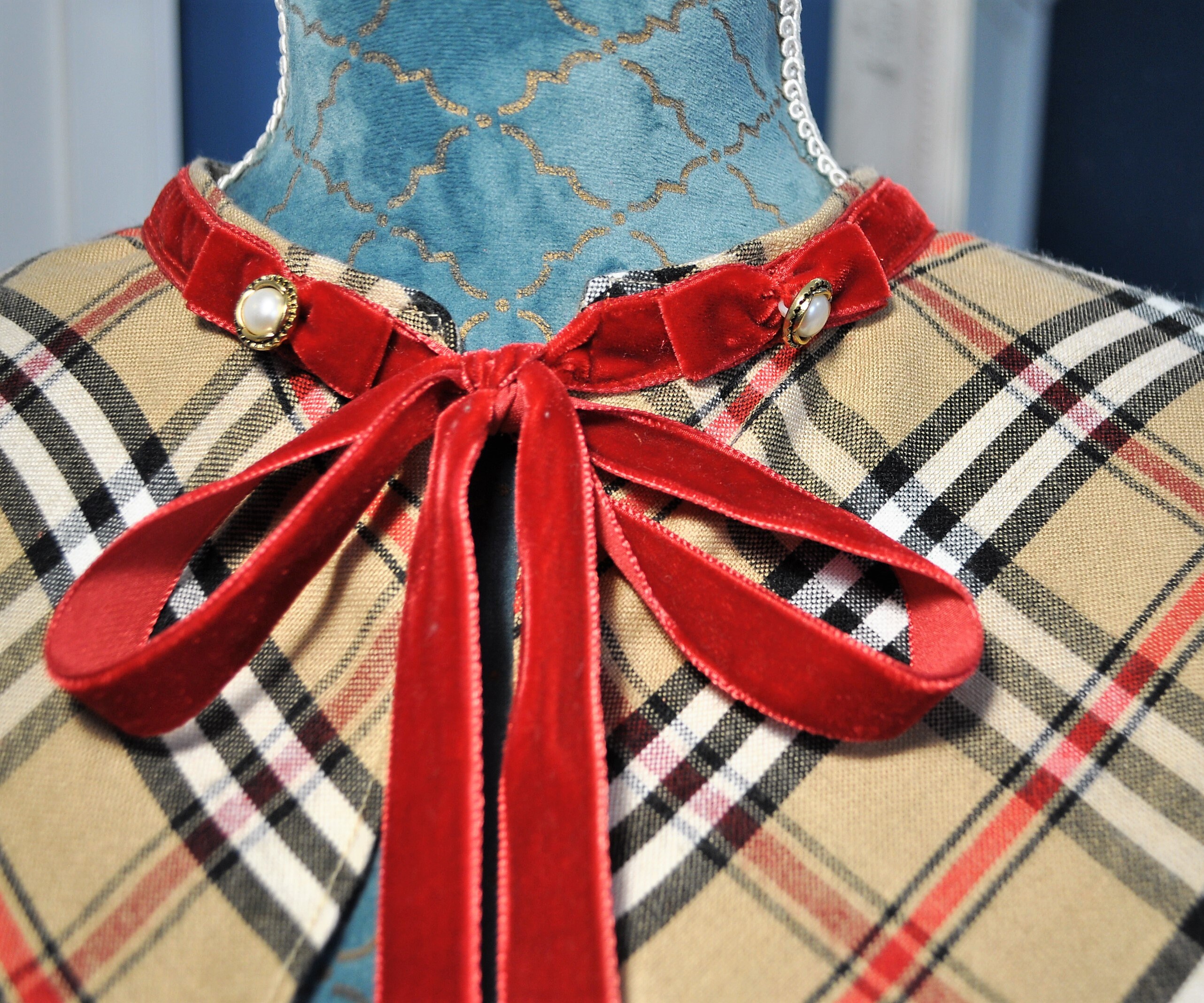 Extra Large Collar Large Plaid Collar Plaid Beige Collar | Etsy