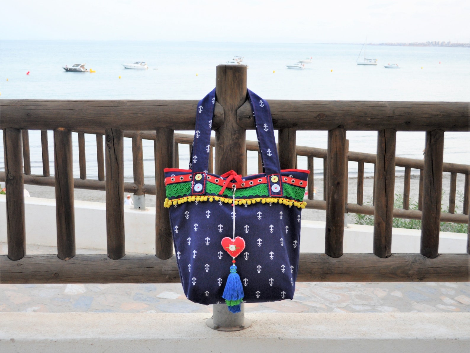 Beach Bag Sea Style Large Blue Beach Bag Tote Bag Sea Print - Etsy