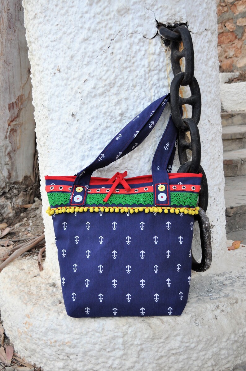 Beach Bag Sea Style Large Blue Beach Bag Tote Bag Sea Print - Etsy